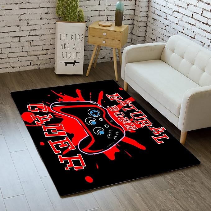 Amazon.com: Gamer Area Rugs for Gamer Bedroom Living Room Black Gamepad ...