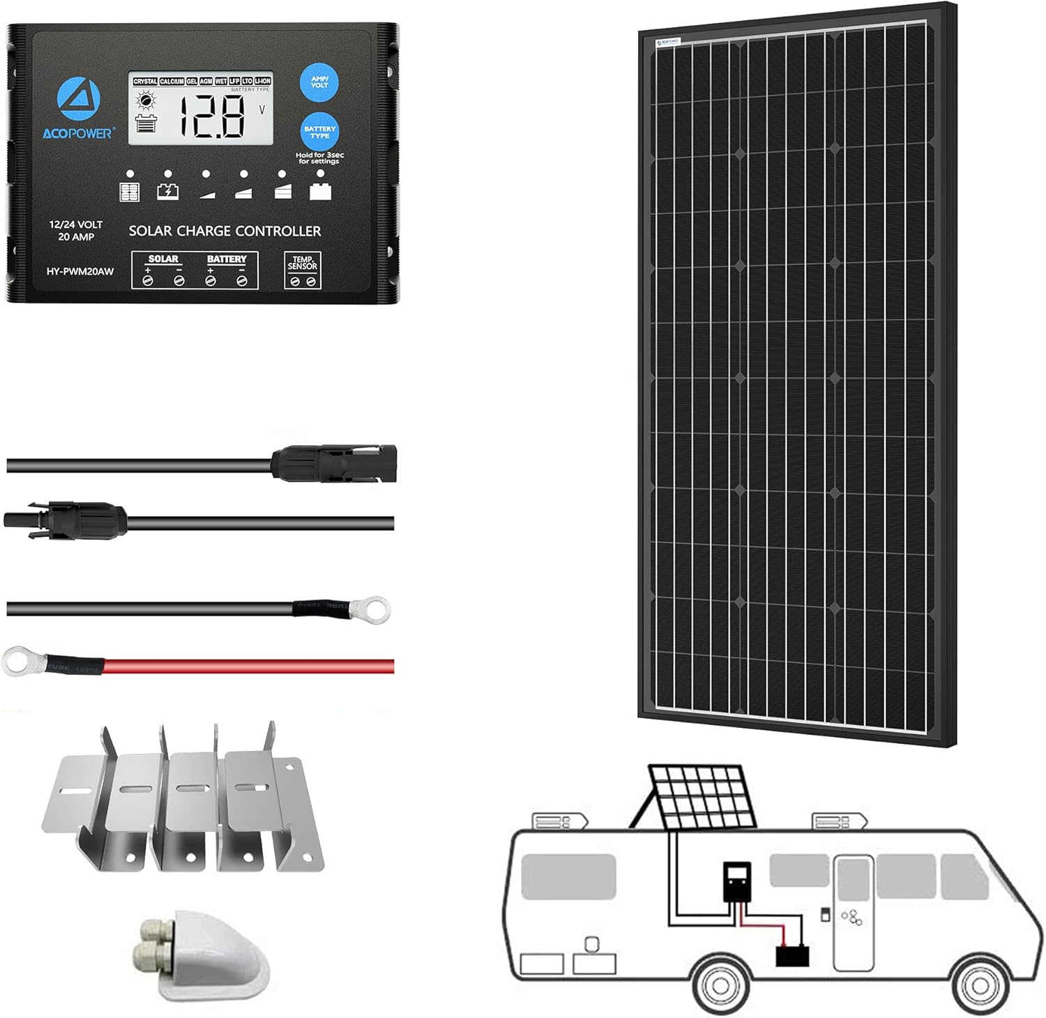 Amazon.com: ACOPOWER 100 Watt Solar Panel Kit High Efficiency ...