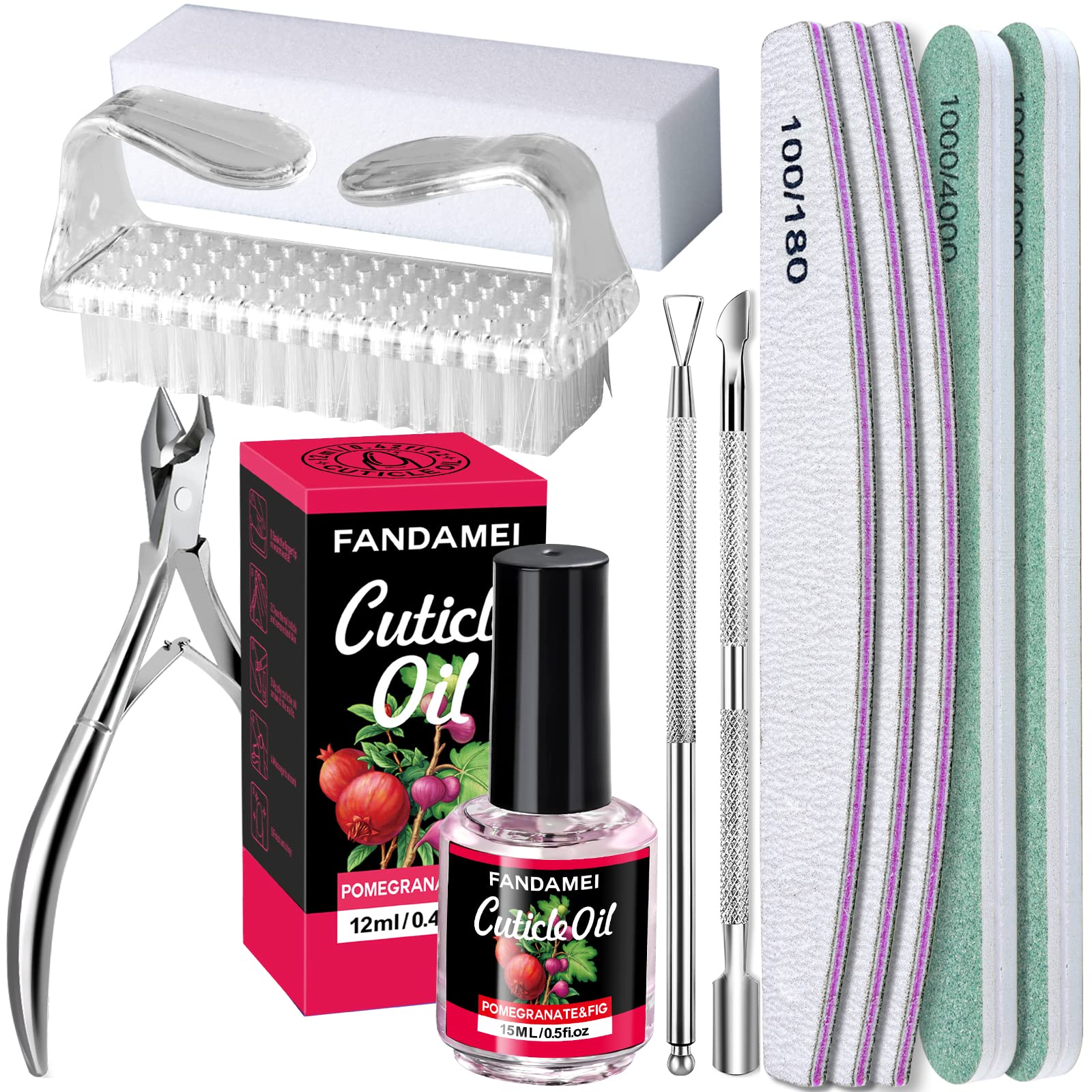 Amazon.com : FANDAMEI Nail Files and Buffers Kit, Cuticle Remover Kit ...