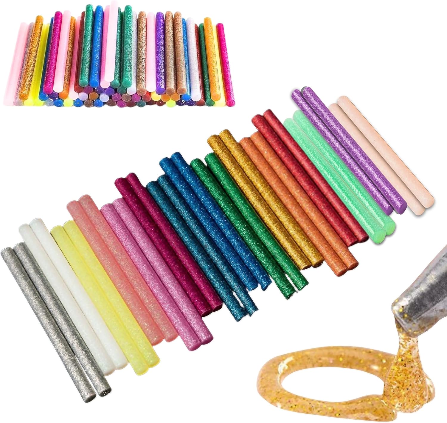 Amazon.co.jp: East Leaf グルーガン スティック 7mm×100mm 【ラメ入り15色 75本】 ミニ用 カラー グルー ...