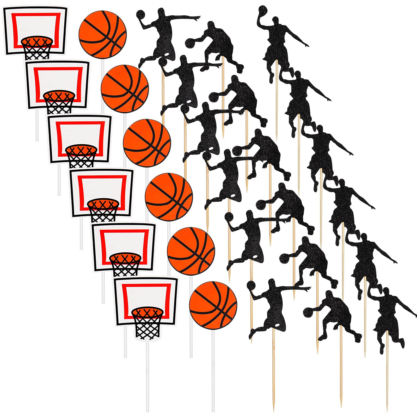 Amazon.com: 60 Pcs Basketball Action Cake Cupcake Toppers Basketball ...