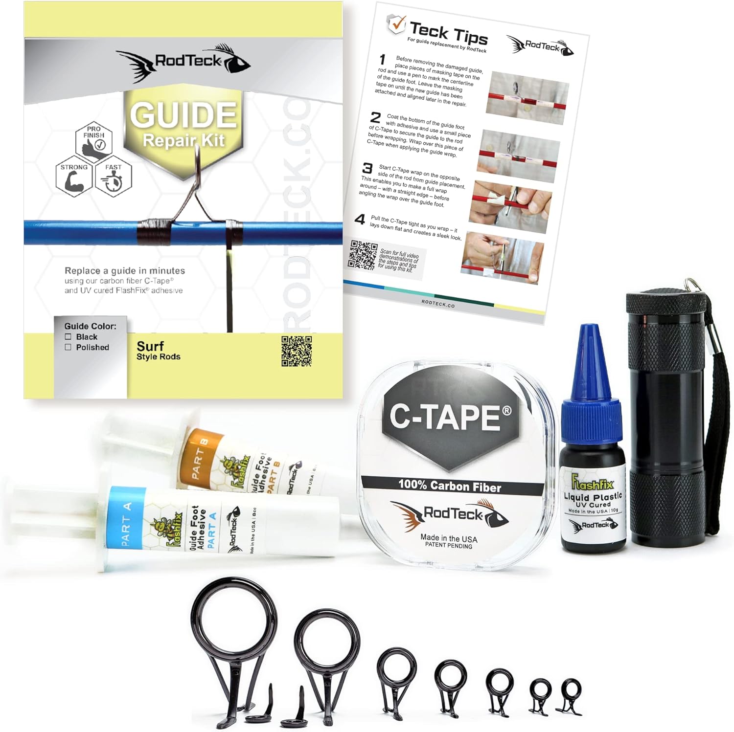 Amazon.com : RodTeck Guide Repair Kit/Complete Fishing Rod Repair Kit ...