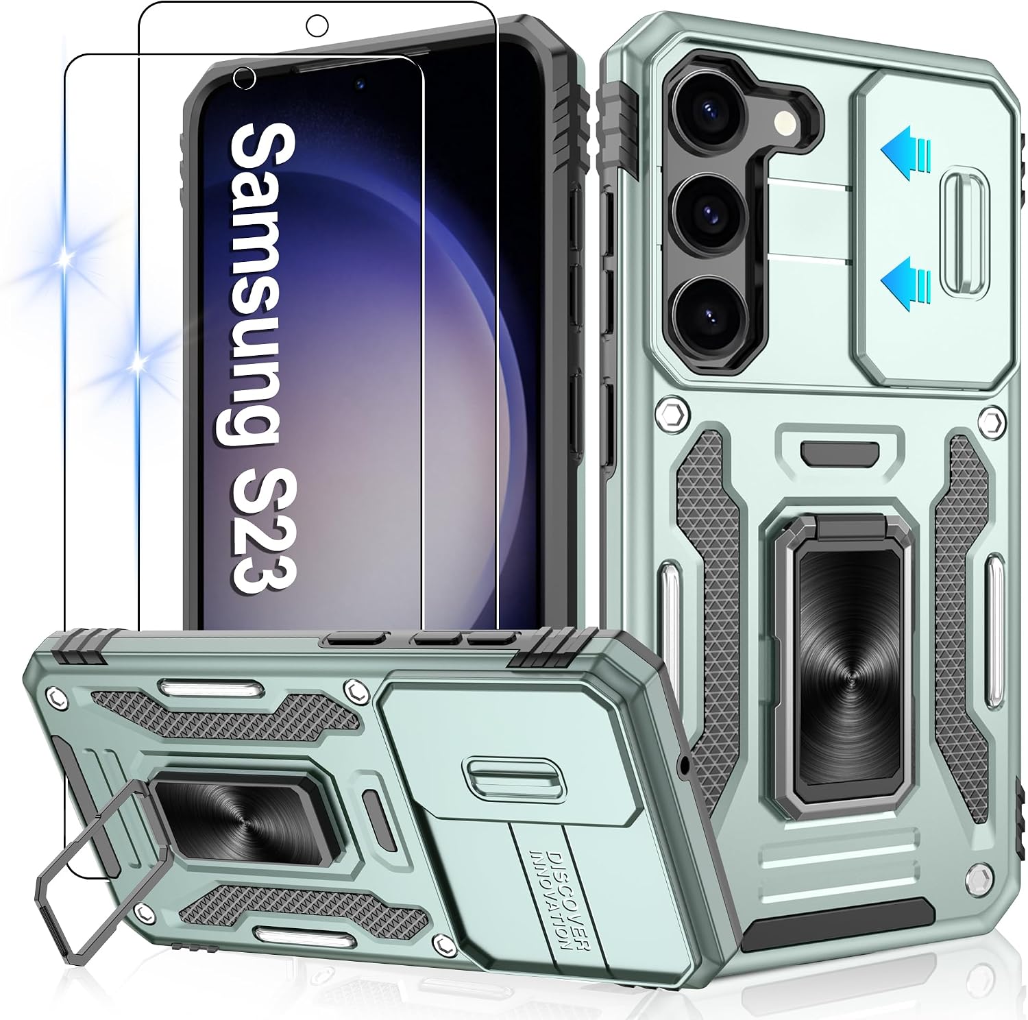 Amazon.com: Gritup for Samsung Galaxy S23 Case with 2-Pack HD Screen ...