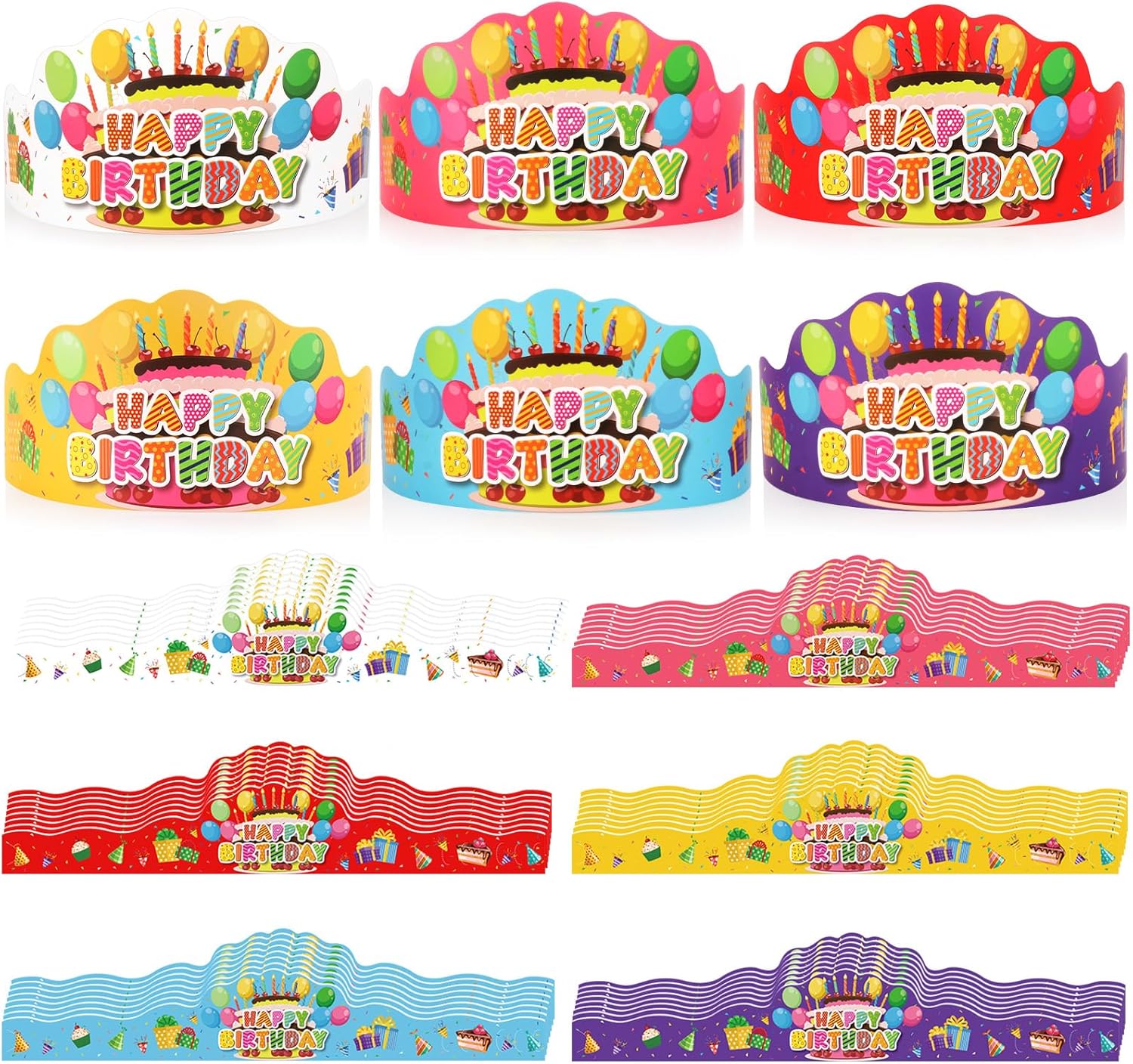 Amazon.com: Lemicin 48 Pcs Happy Birthday Crowns Party Hats for Kids Adults Classroom School ...