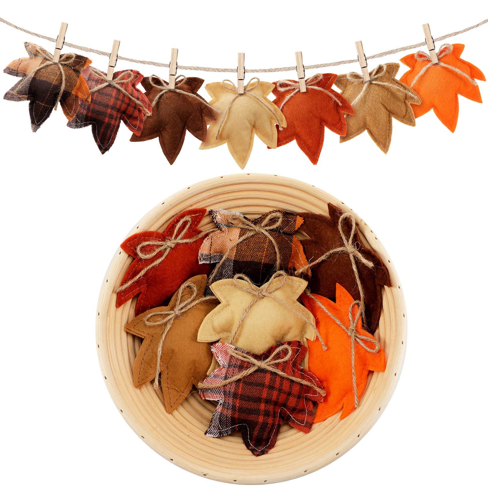 Amazon.com: Frienda 21 Pcs Fall Thanksgiving Maple Leaf Hanging Ornaments Felt 3D Maple Leaf ...