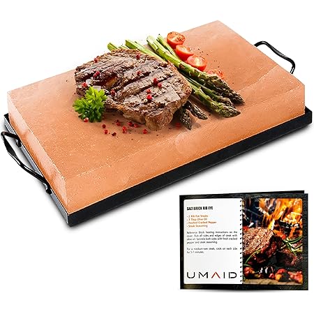 Amazon.com : Himalite Himalayan Pink Salt Block & Metal Tray Set 12” x ...