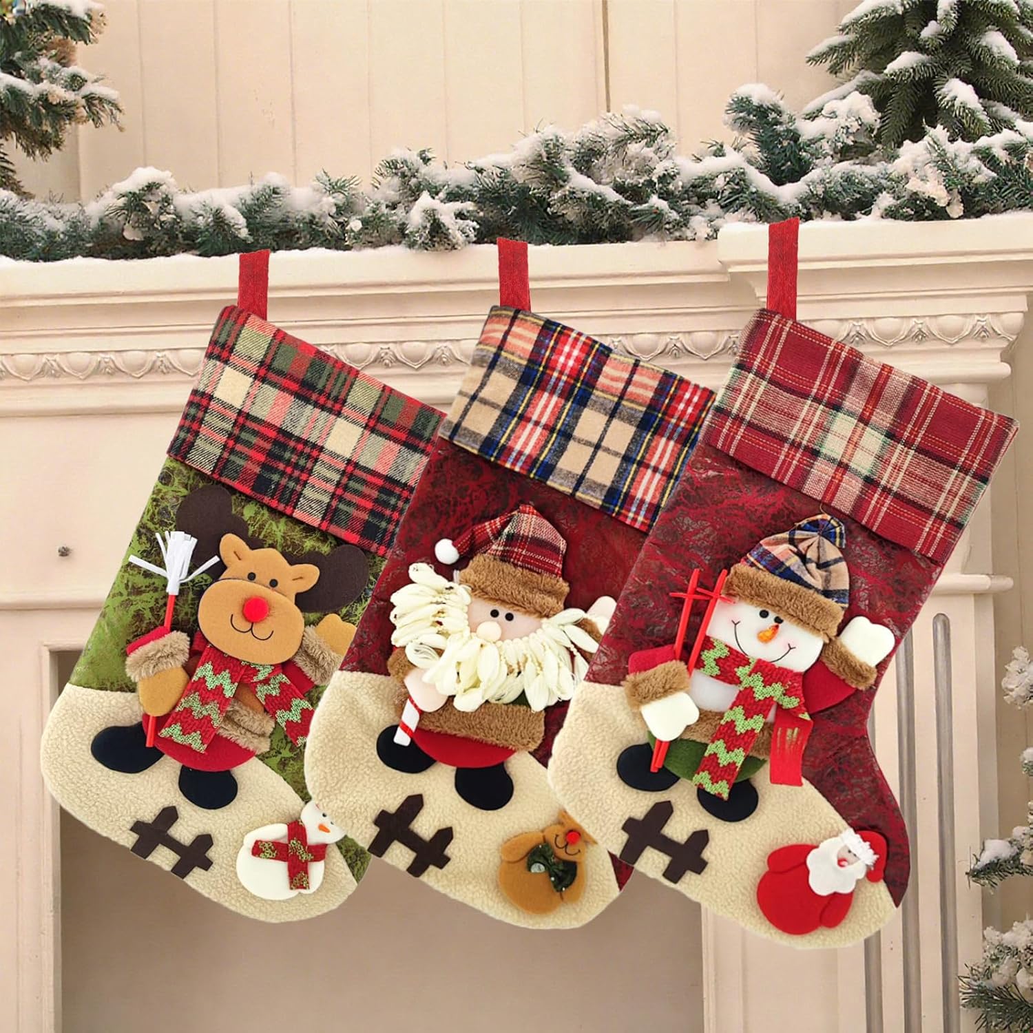 Amazon.com: WSSJHYY 3PCS Personalized Christmas Stocking，19” Large ...