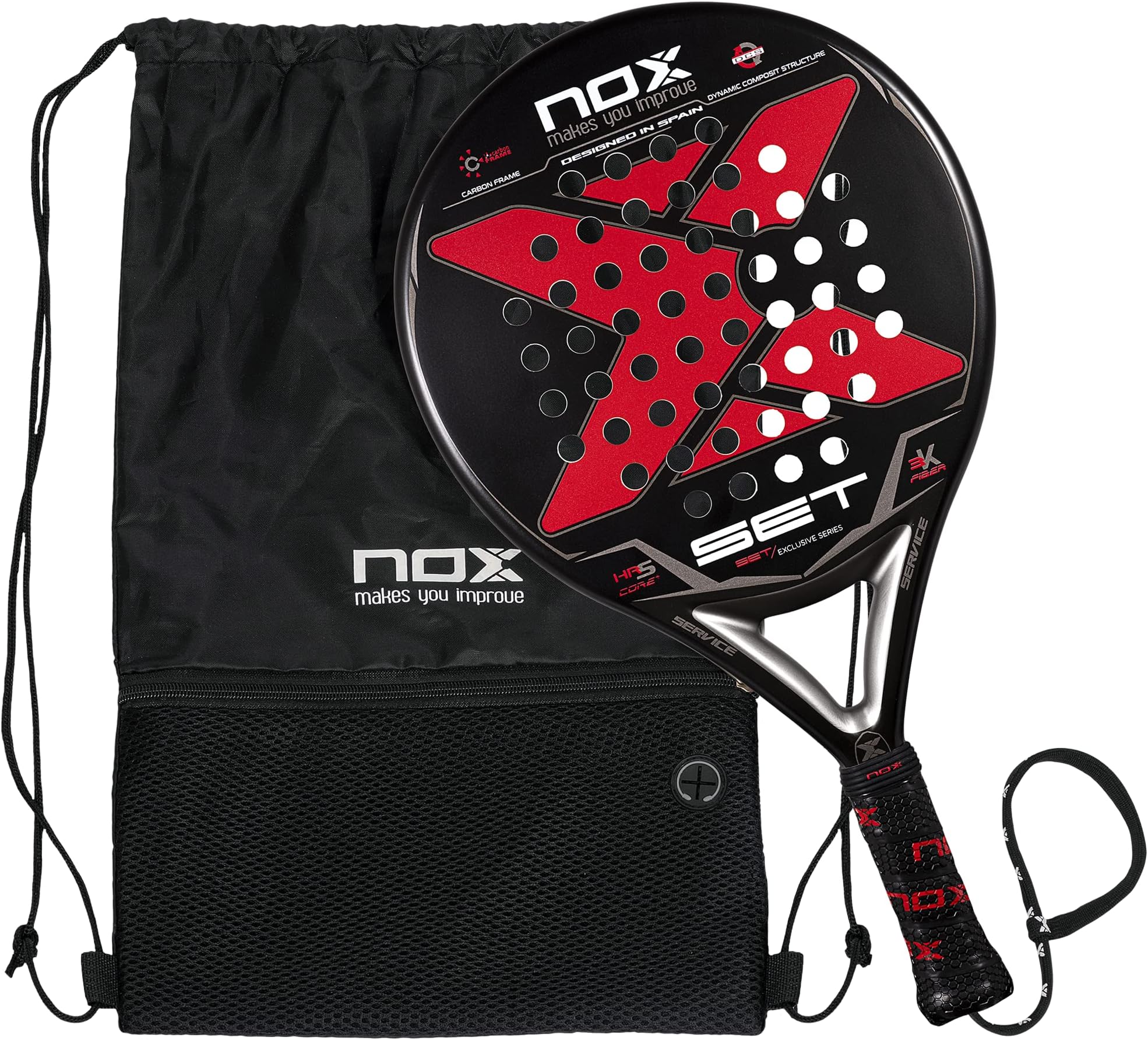 NOX Padel Racket Set – Exclusive Series, Black – Red, Standard (Amazon ...