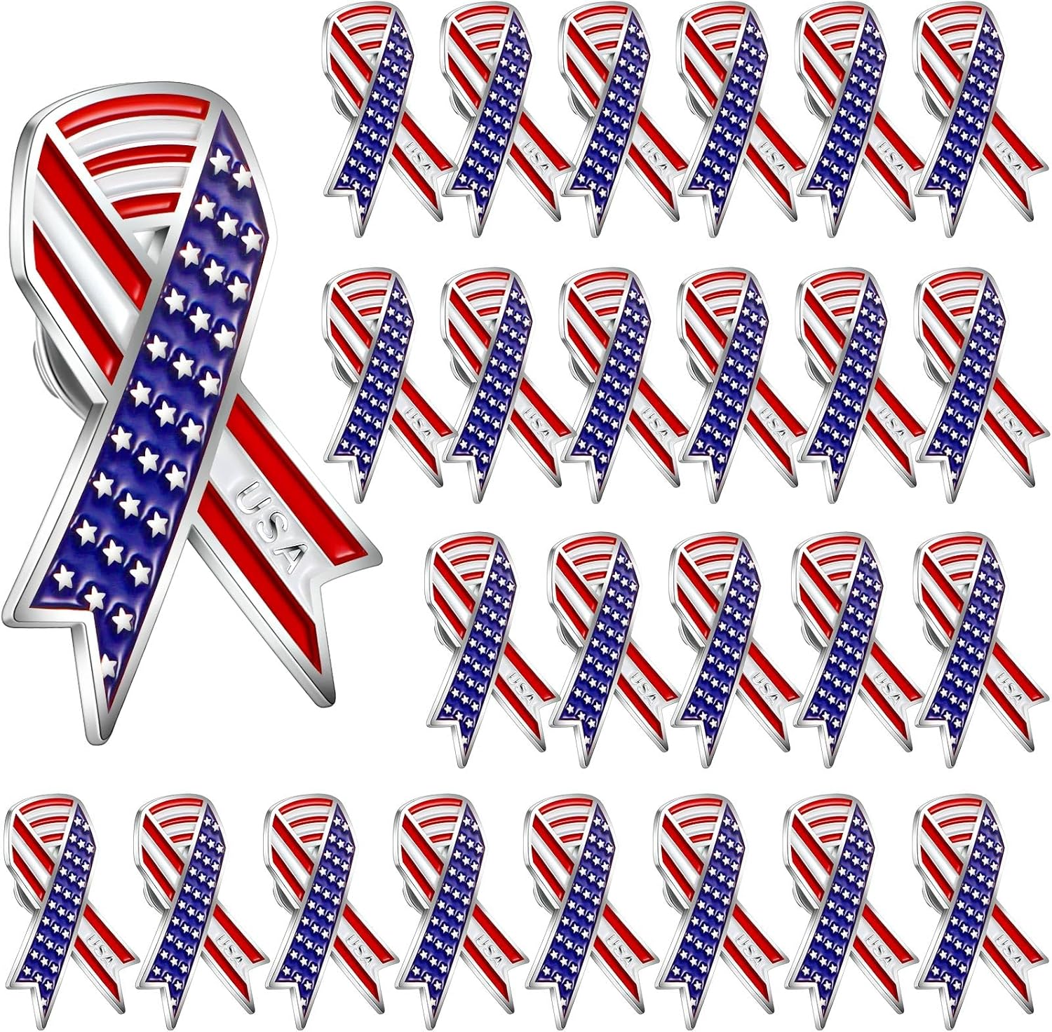 Amazon.com: Kigeli 25 Pc American Flag Lapel Pins - Waving Flag Enamel ...
