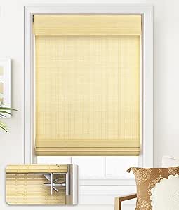 LazBlinds No Tools No Drill Cordless Bamboo Roman Shades, Light ...