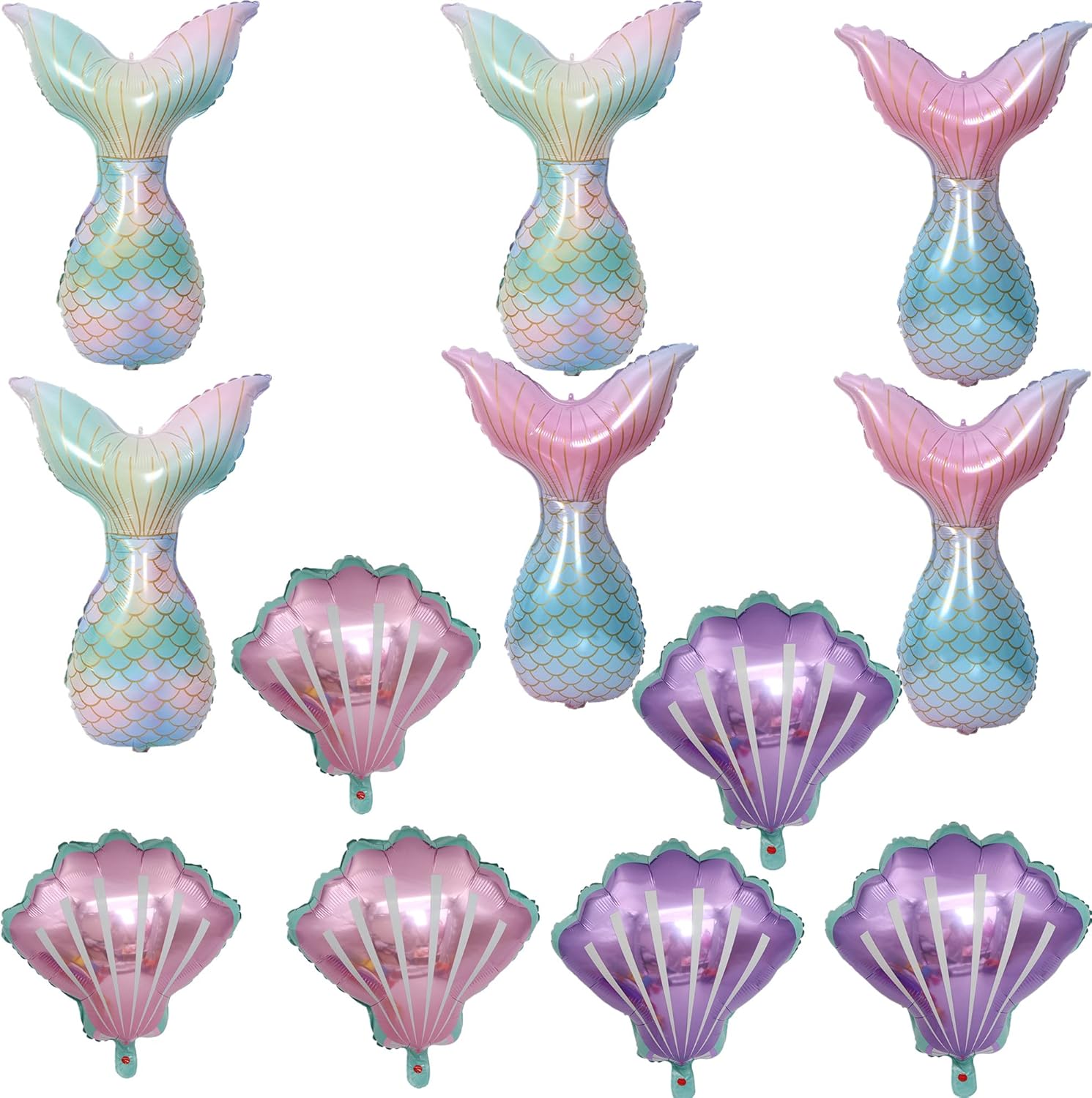 12PCs Mermaid Foil Balloons Set Mermaid Sea Theme Birthday Party ...
