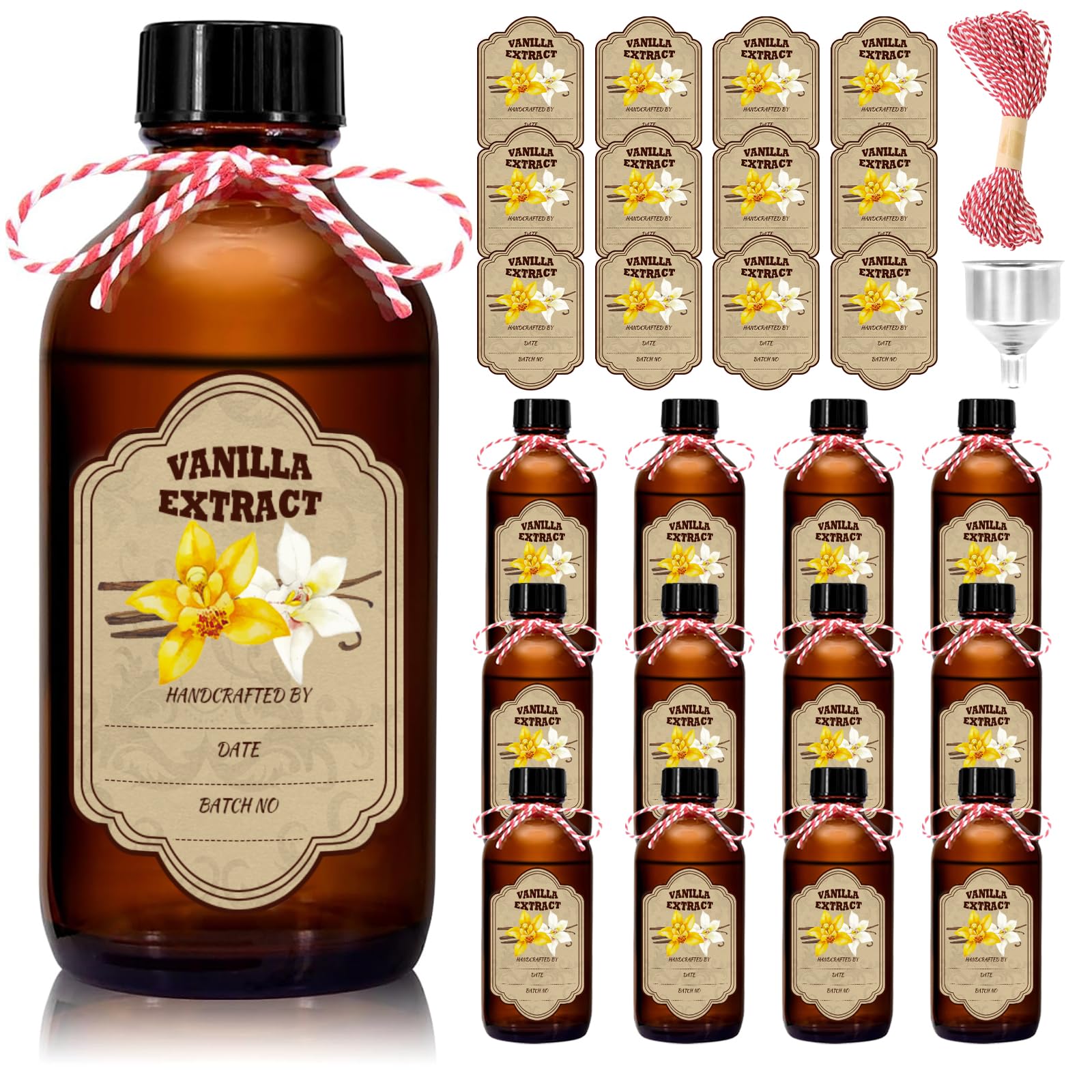 Amazon.com: NVioAsport 12 Pack Amber Glass Vanilla Extract Bottles 2 oz ...