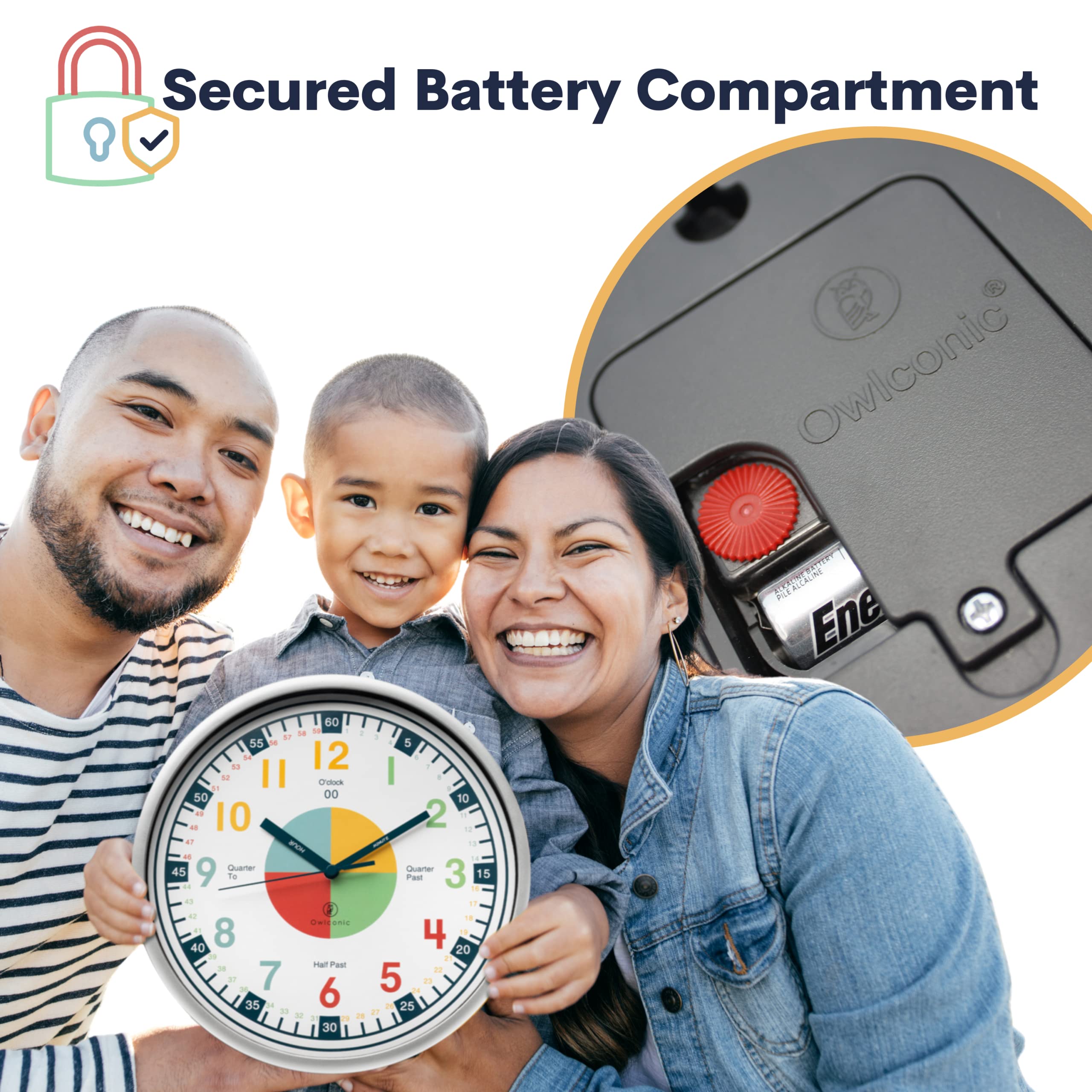 Buy OWLCONIC Telling Time Teaching Clock - Kids Clock, Kids Room Decor ...