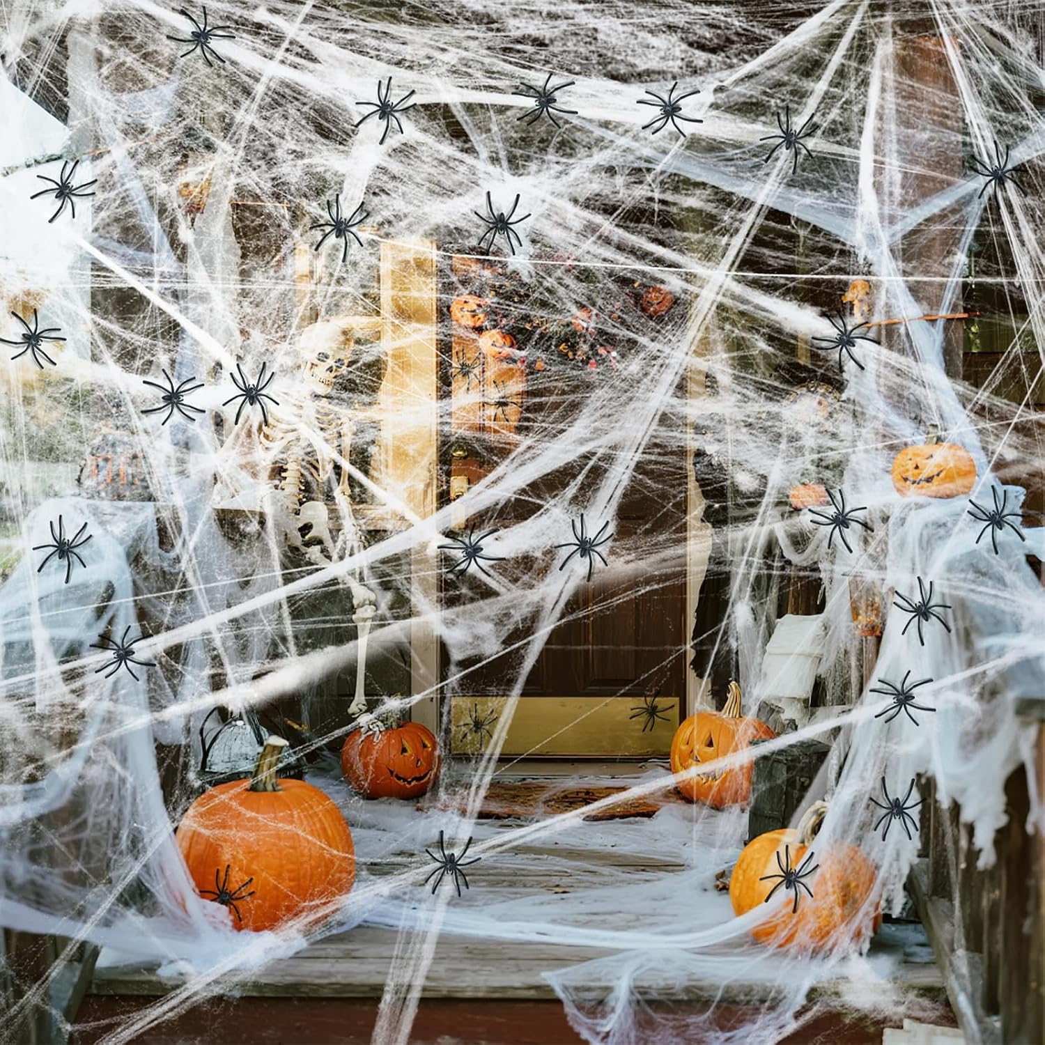 100g Halloween Spider Web Decoration, Stretchable Cobwebs with 40pcs ...