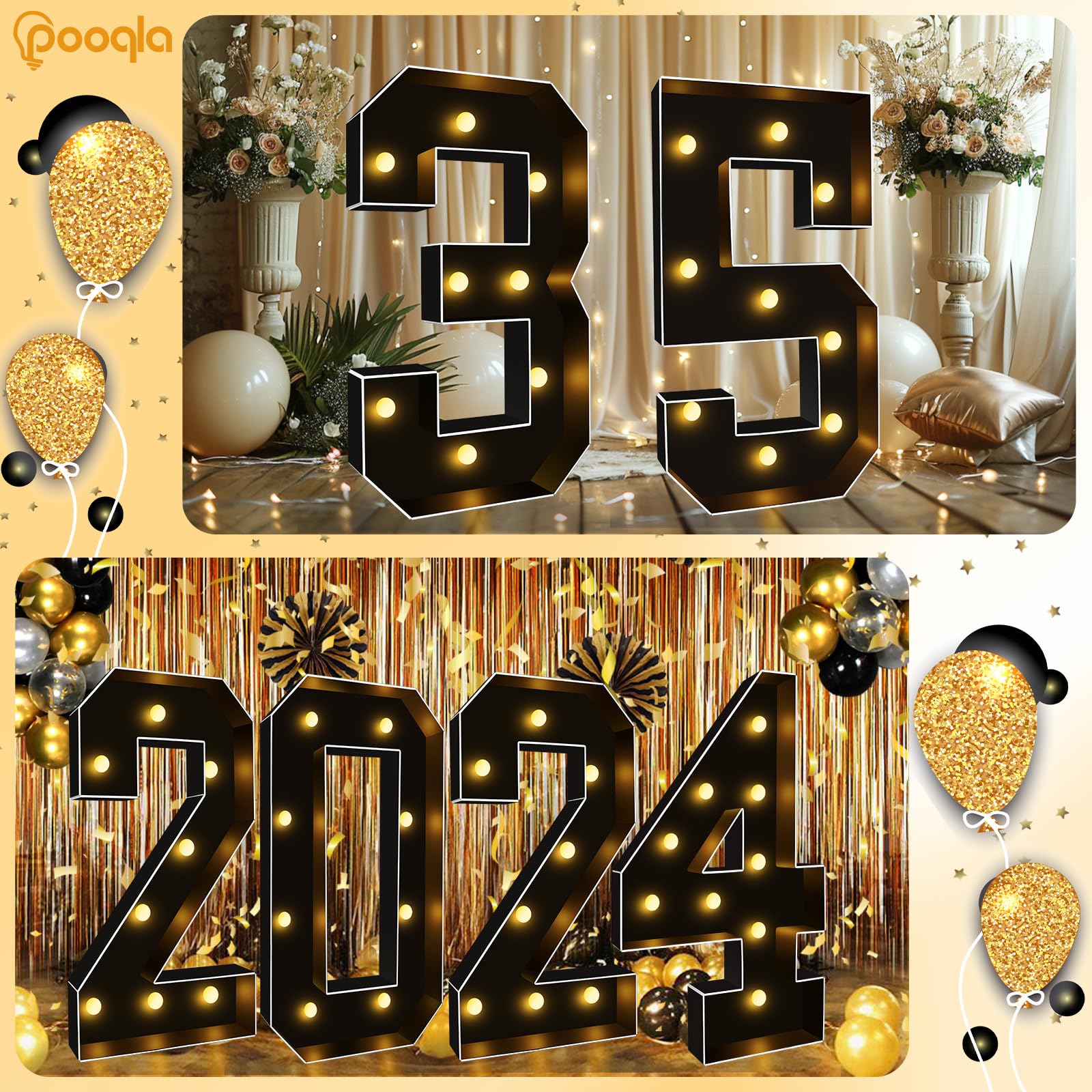 Snapklik.com : 3FT Light Up Numbers, Warm White LED Large Lighted ...