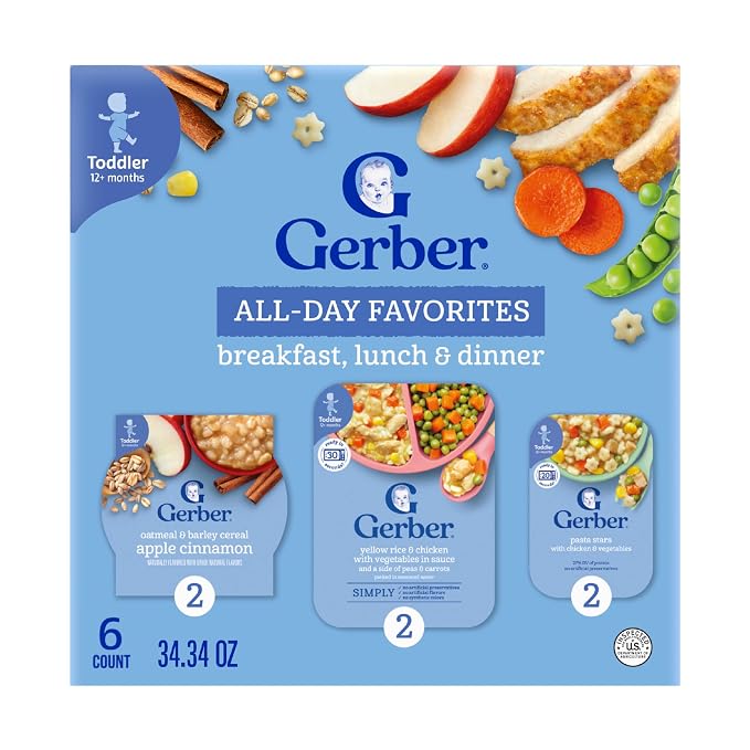 Amazon.com : Gerber Toddler Food Variety 6 Pack, All Day Favorites ...