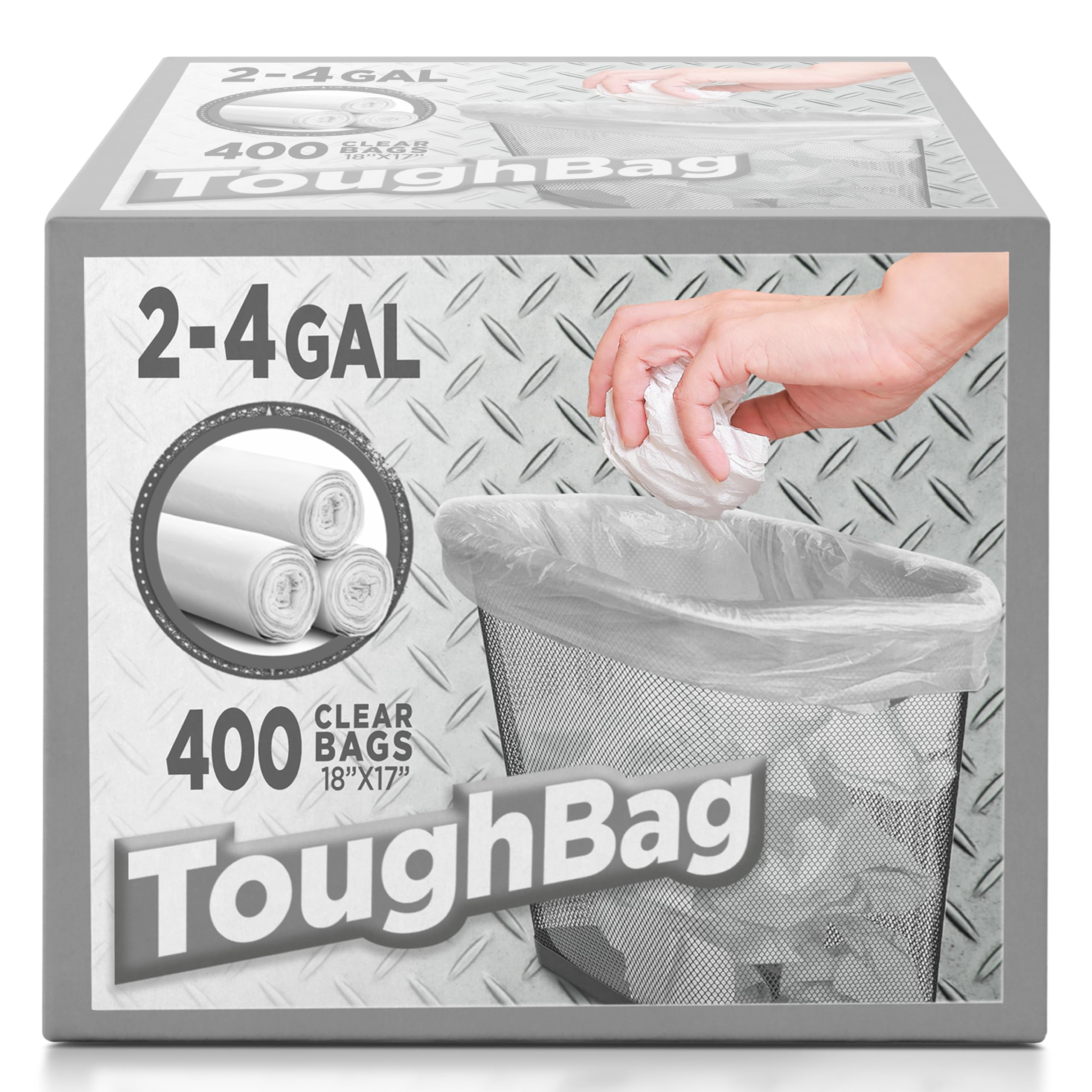Amazon.com: ToughBag 2-4 Gallon Small Trash Bags (400 Count) - Clear ...