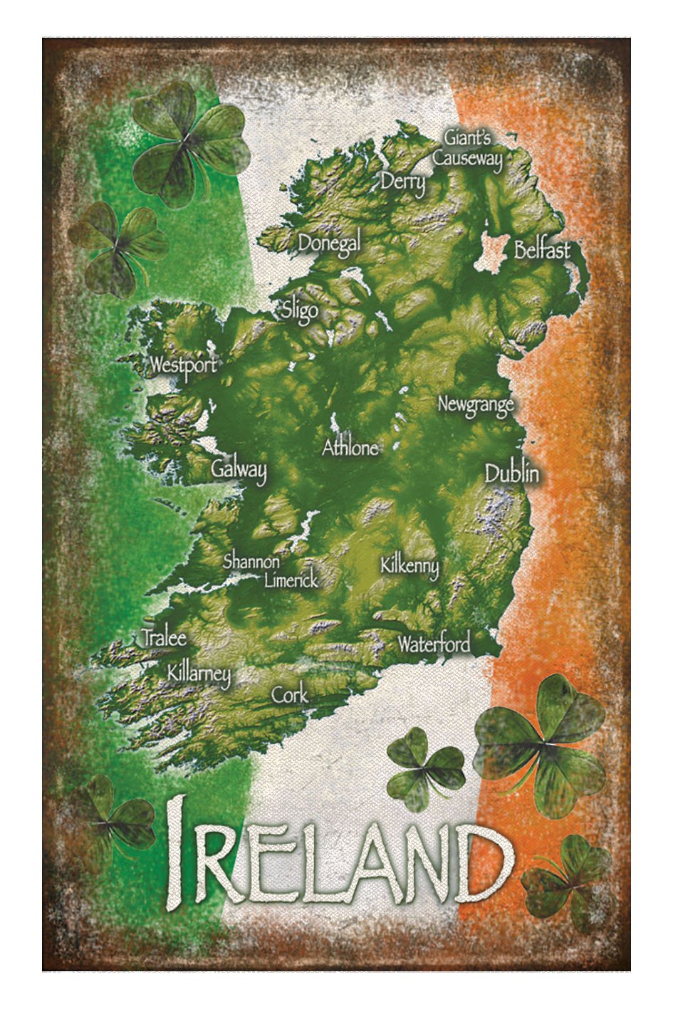 Map Of Ireland T Towel With A Tri Colour Background | Desertcart Morocco