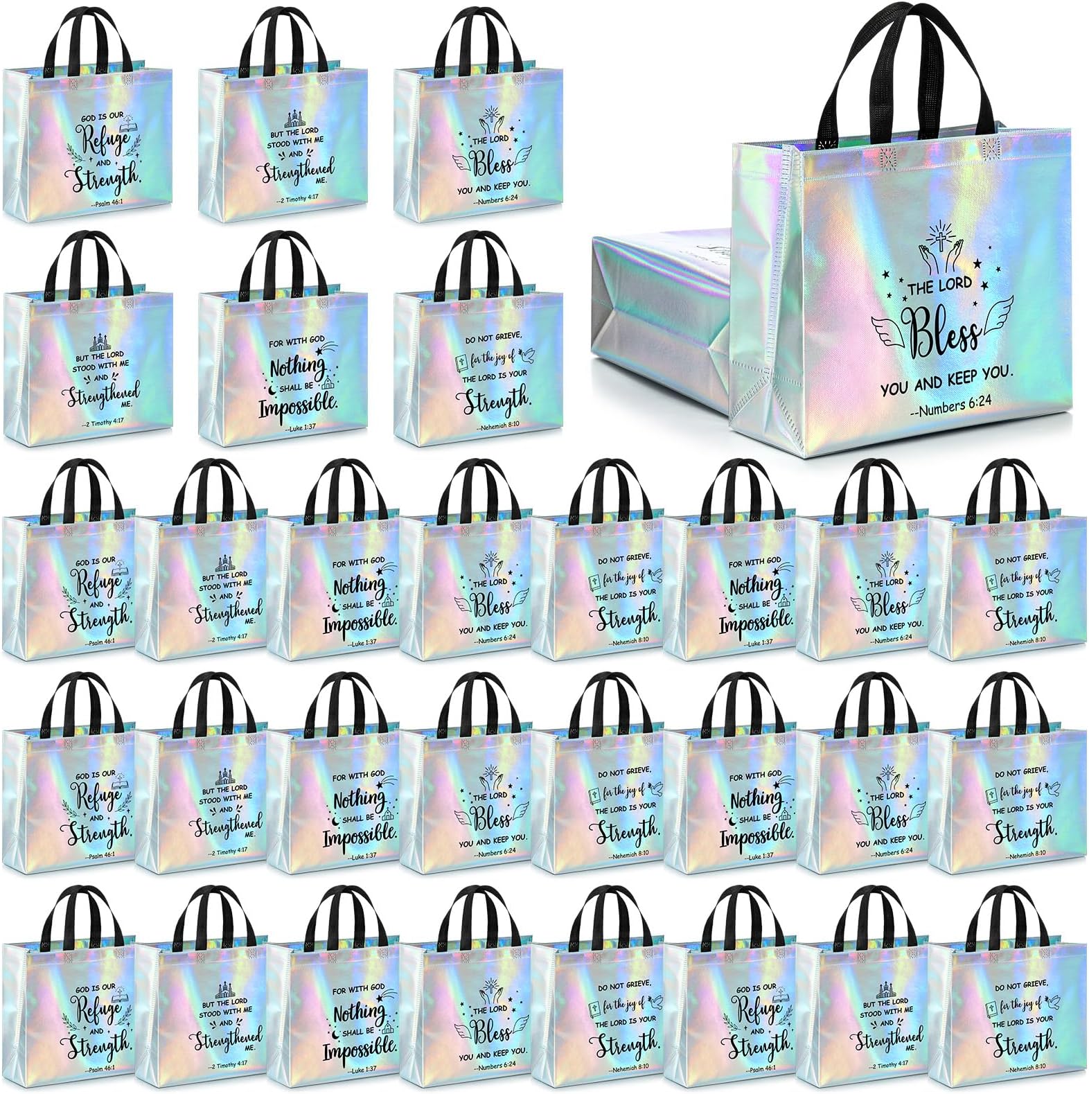 Amazon.com: Sweetude 30 Pcs Iridescent Christian Gift Bags Bulk with ...