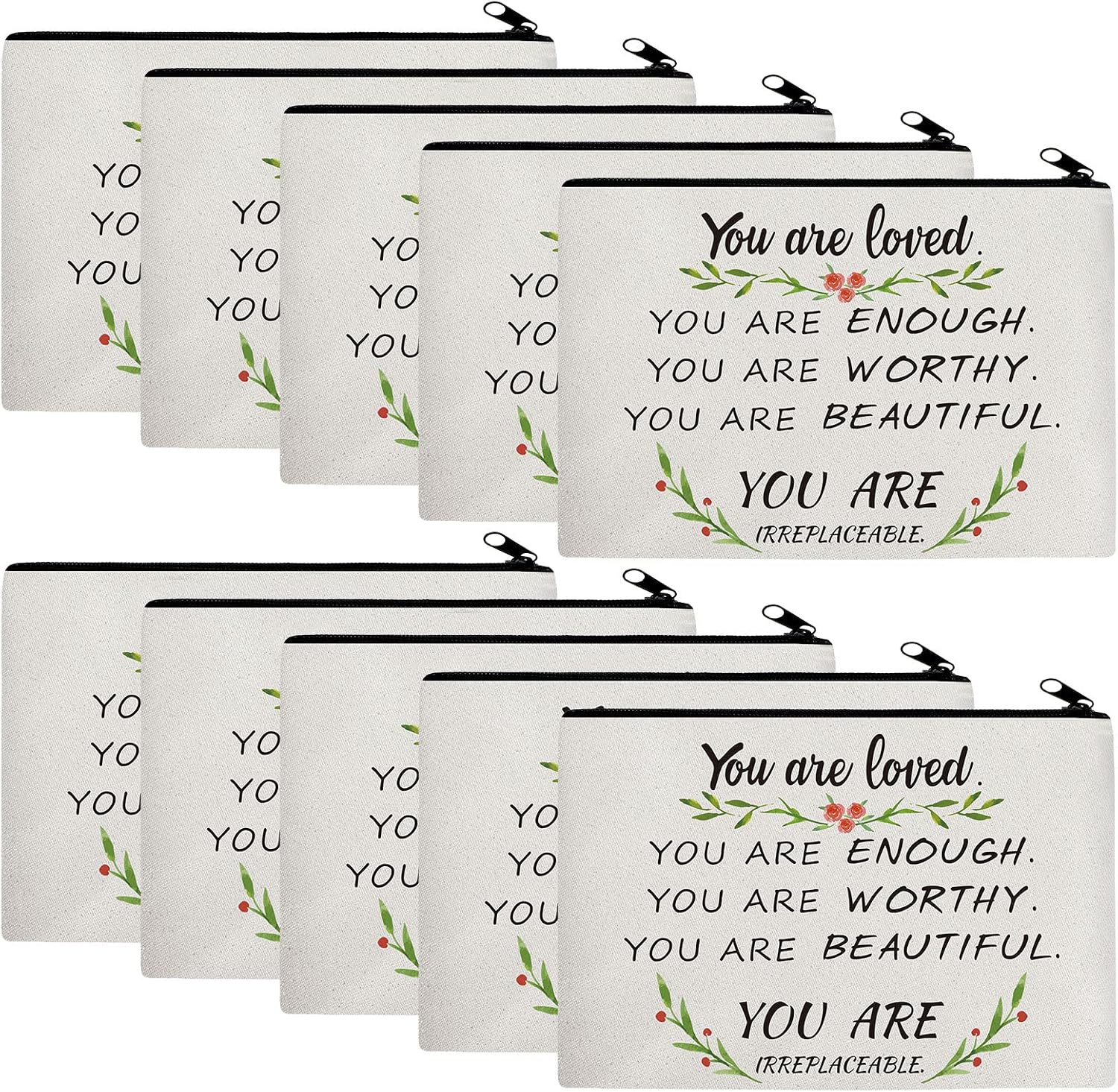 Amazon.com: Pinkunn 10 Pcs Inspirational Cosmetic Bag for Girls CNA ...
