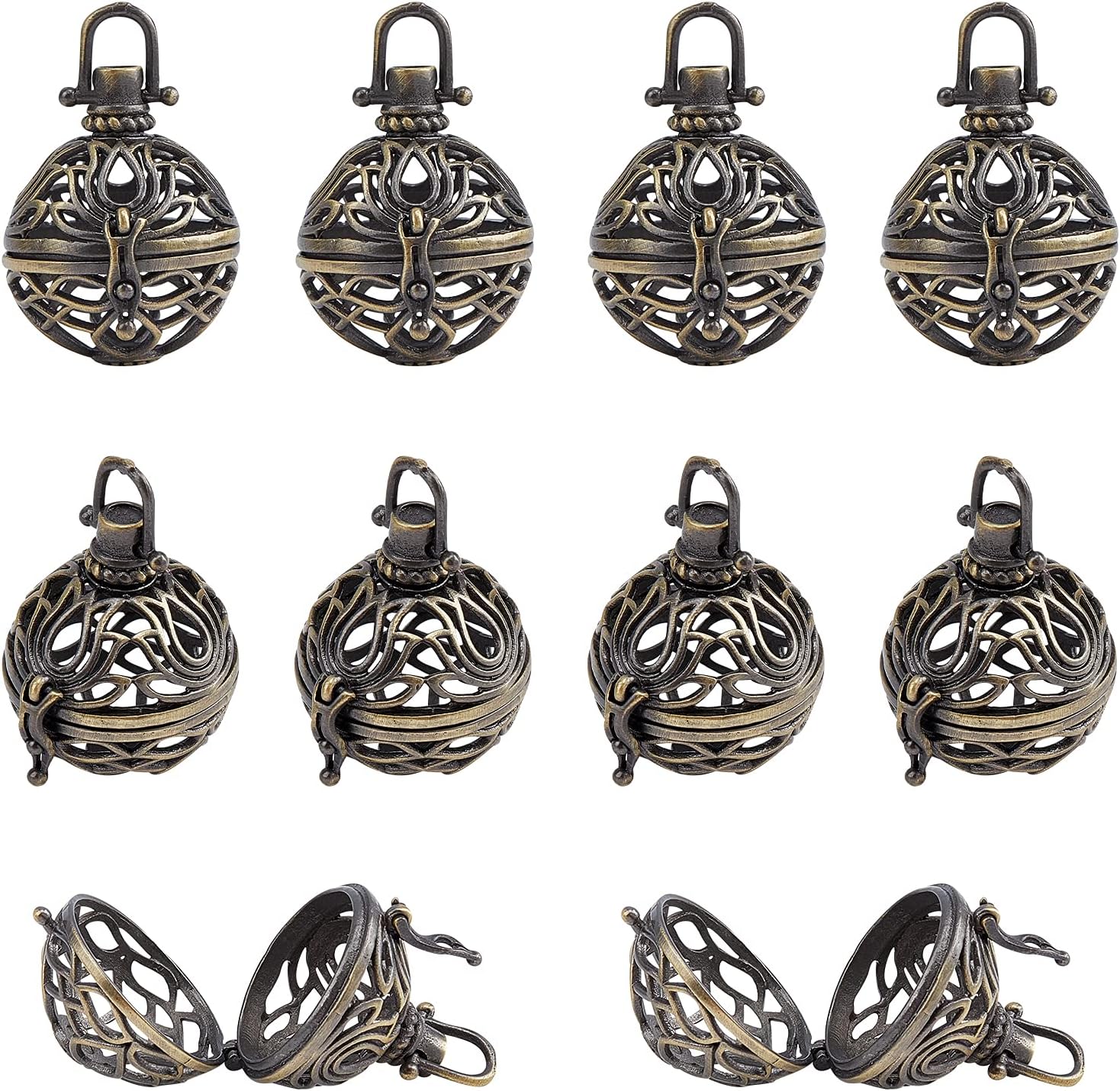 Amazon.com: arricraft 10pcs Cage Pendants, Brass Locket Charms, Chime ...