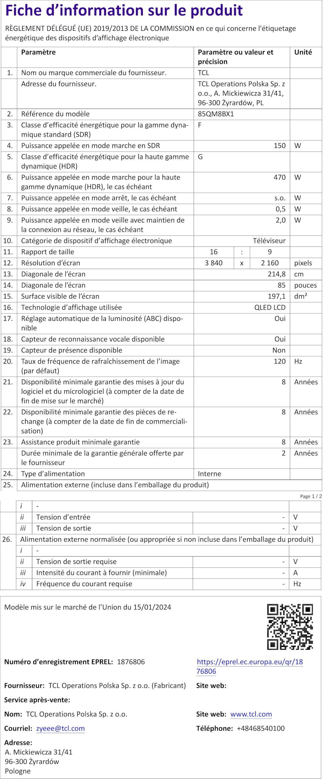 Sony BRAVIA 7 QLED (XR l Mini LED) 85 Pouces 4K HDR Google Smart TV ...