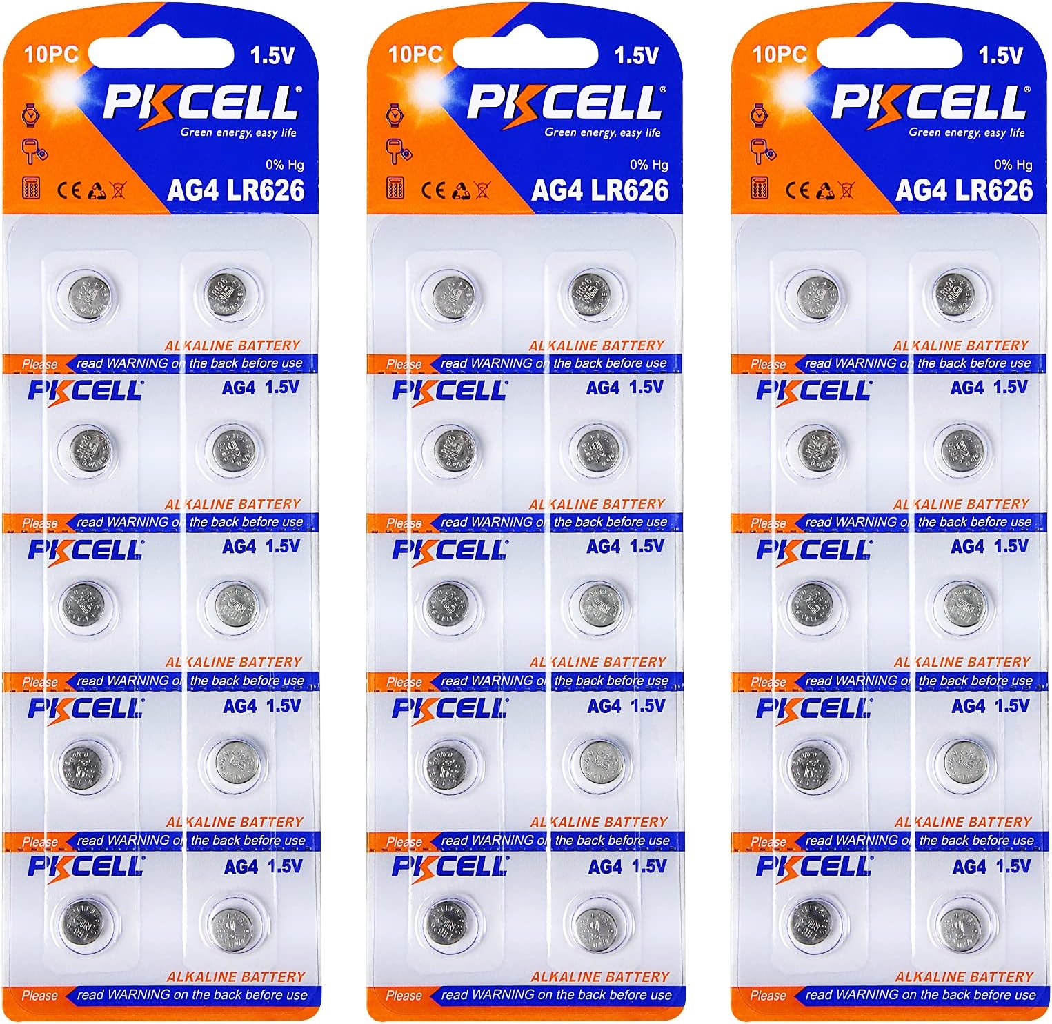 Alkaline Battery,AG4,Watch Batteries,Button Cell Battery,0% Hg,30 Pcs ...