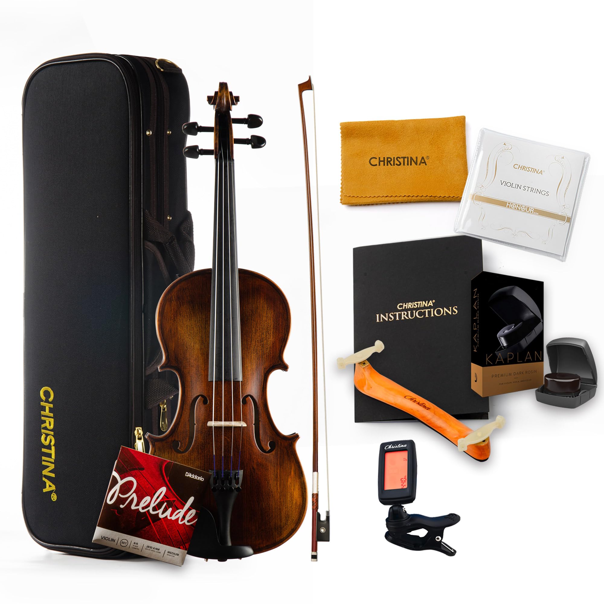 Amazon.com: CHRISTINA Muse Full Size Violin Spruce Wood Fiddle Kit with ...