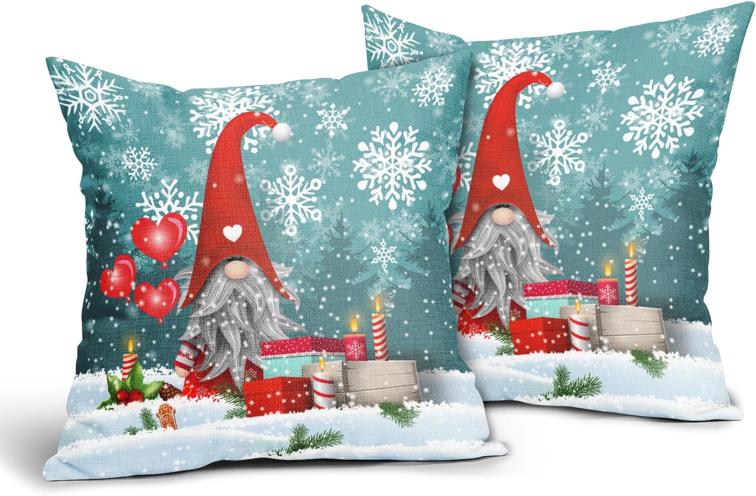 Amazon.com: Evlaschin Winter Gnome Pillow Covers Set of 2 Christmas Elf ...