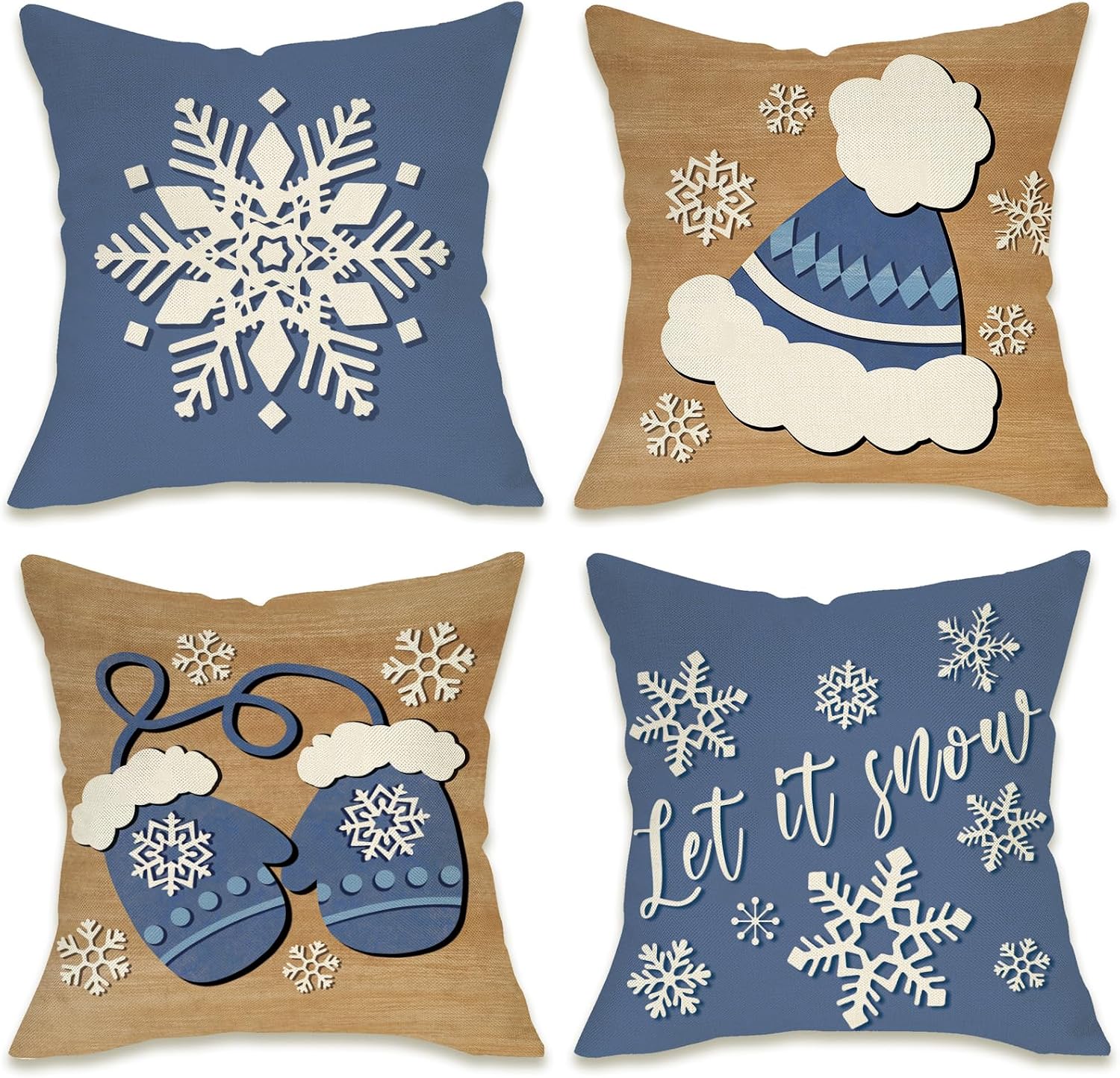 Amazon.com: Fahrendom Winter Snowflake Decorative Throw Pillow Covers ...
