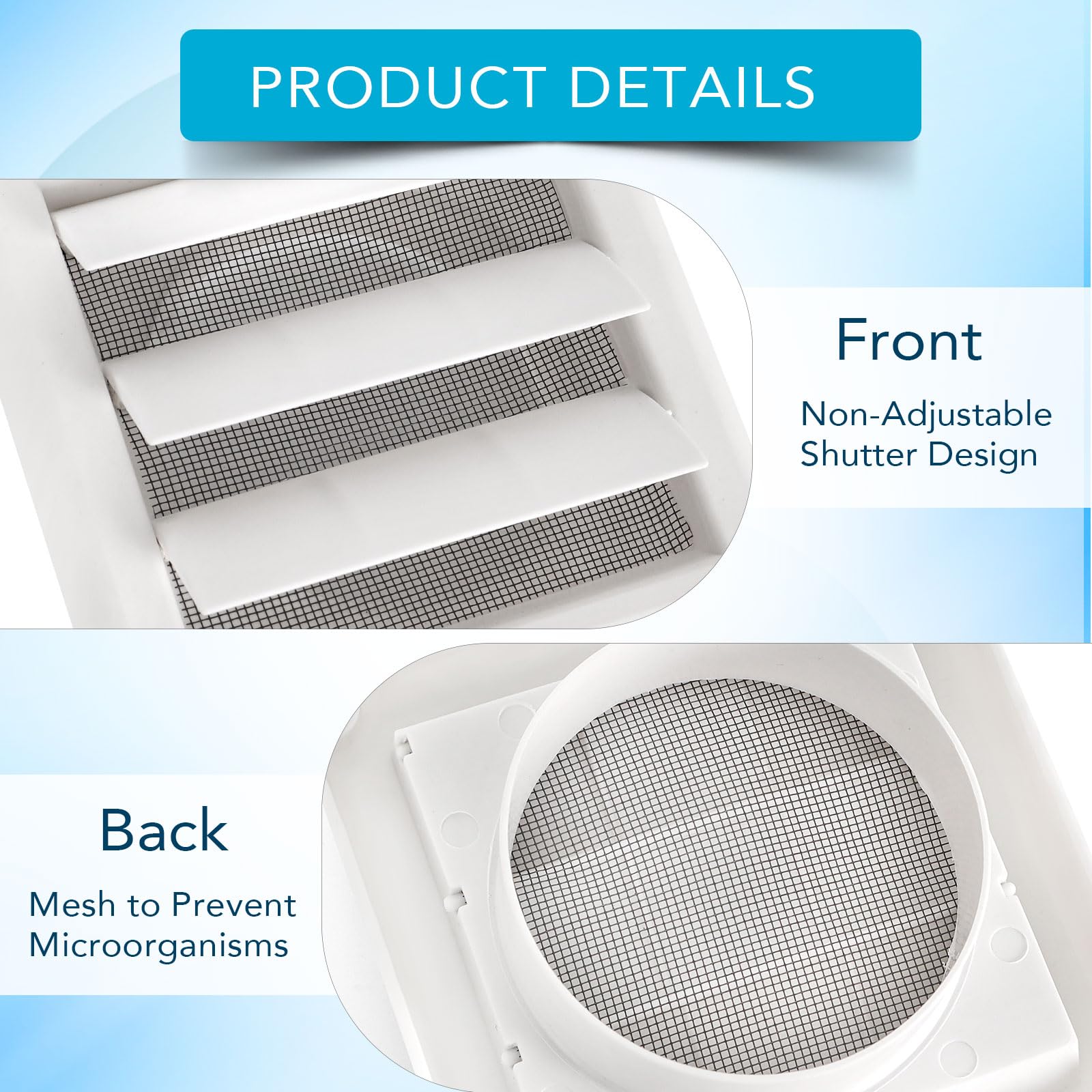 Snapklik.com : 4 Louvered Dryer Vent Cover, White Plastic Louvered ...