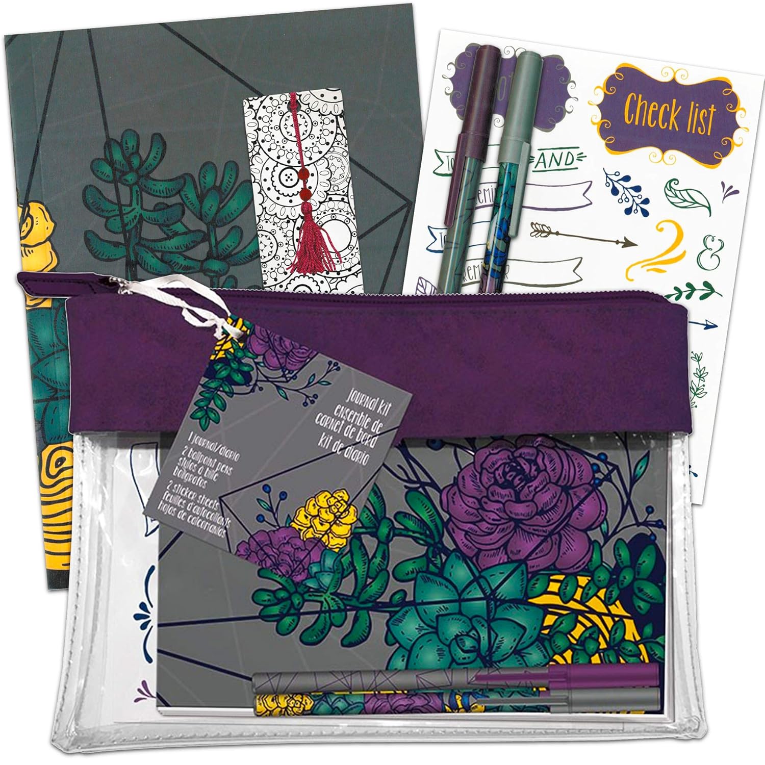 Journal Kit ~ Bundle Includes 5 x 7 Mini Notebook, Stickers, Pens ...