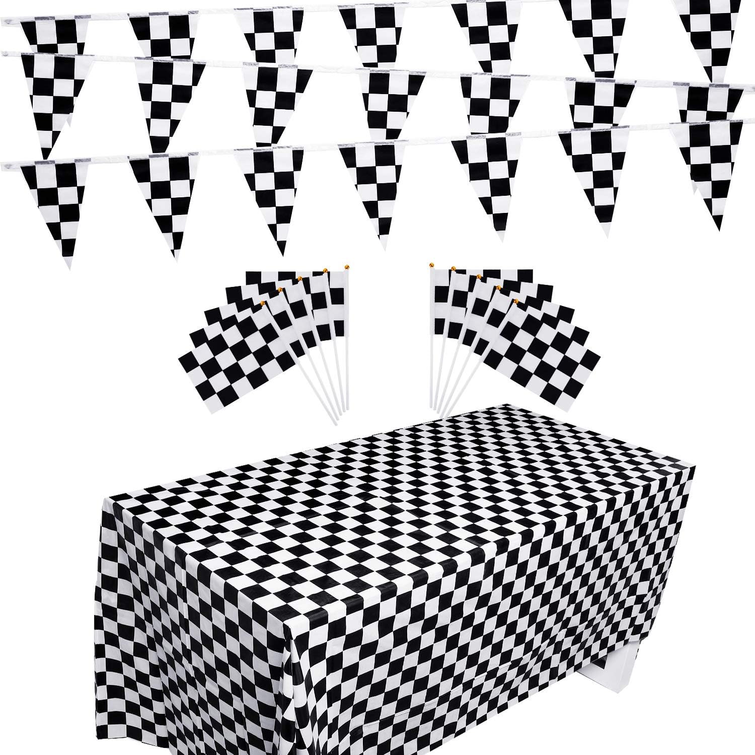 Amazon.com: Checkered Flags Set, Race Car Flags Party Supplies ...