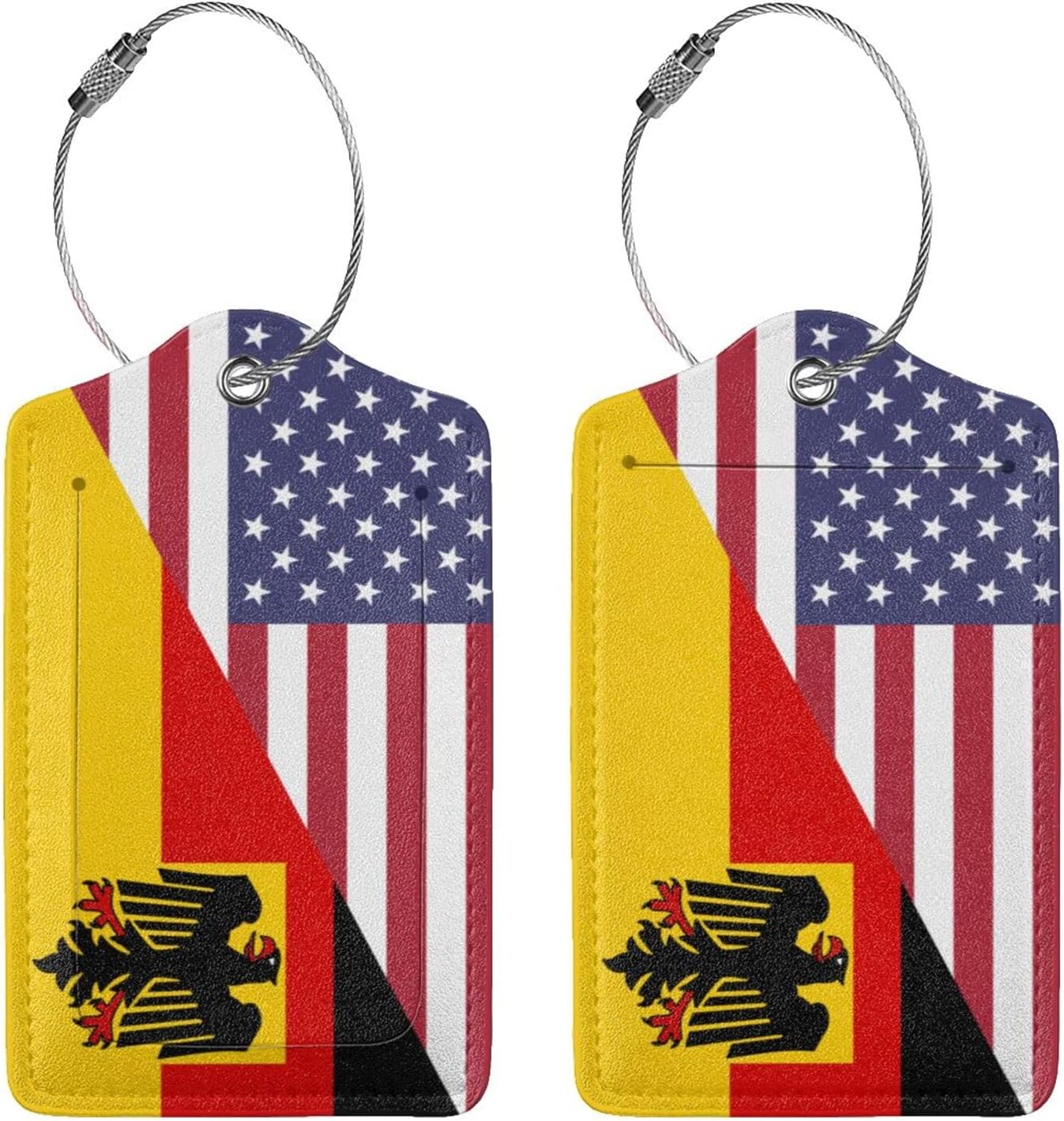 Amazon.com: USA American and German Germany Flags Luggage Tag 4 Pack ...