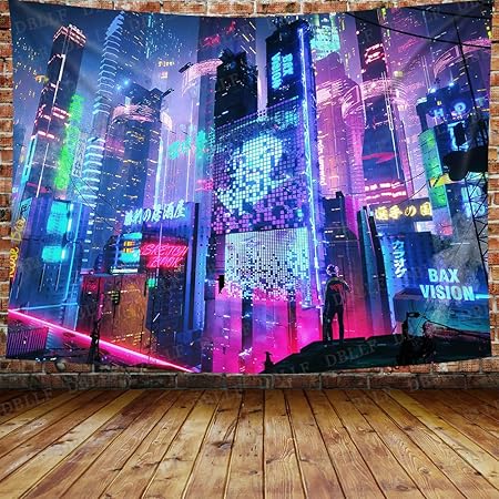 Amazon.com: DBLLF Fantasy Punk Cityscape Futuristic- Tapestry Wall ...