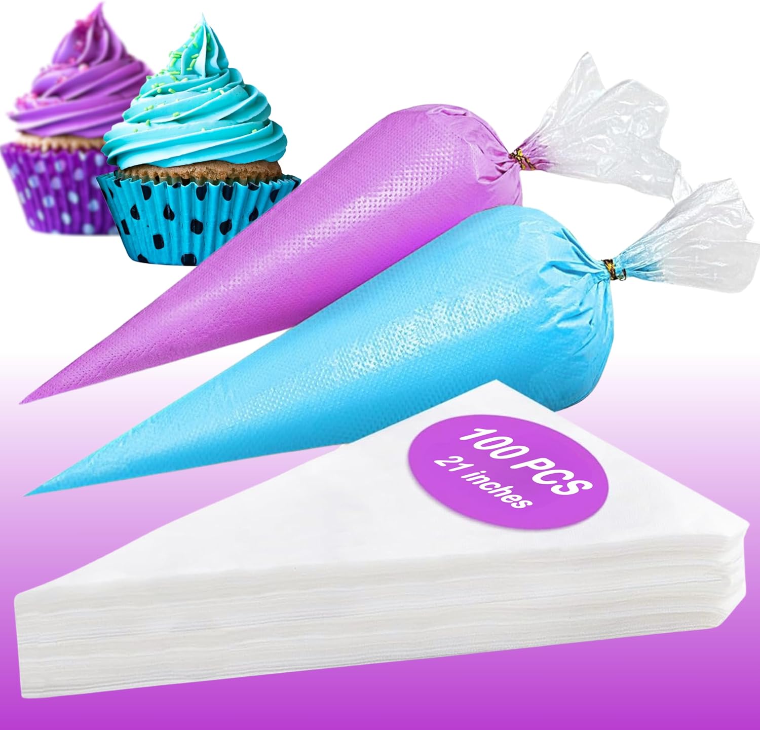 Amazon.com: 100PCS Large Piping Bags Set – Disposable Clear Pastry Bags ...