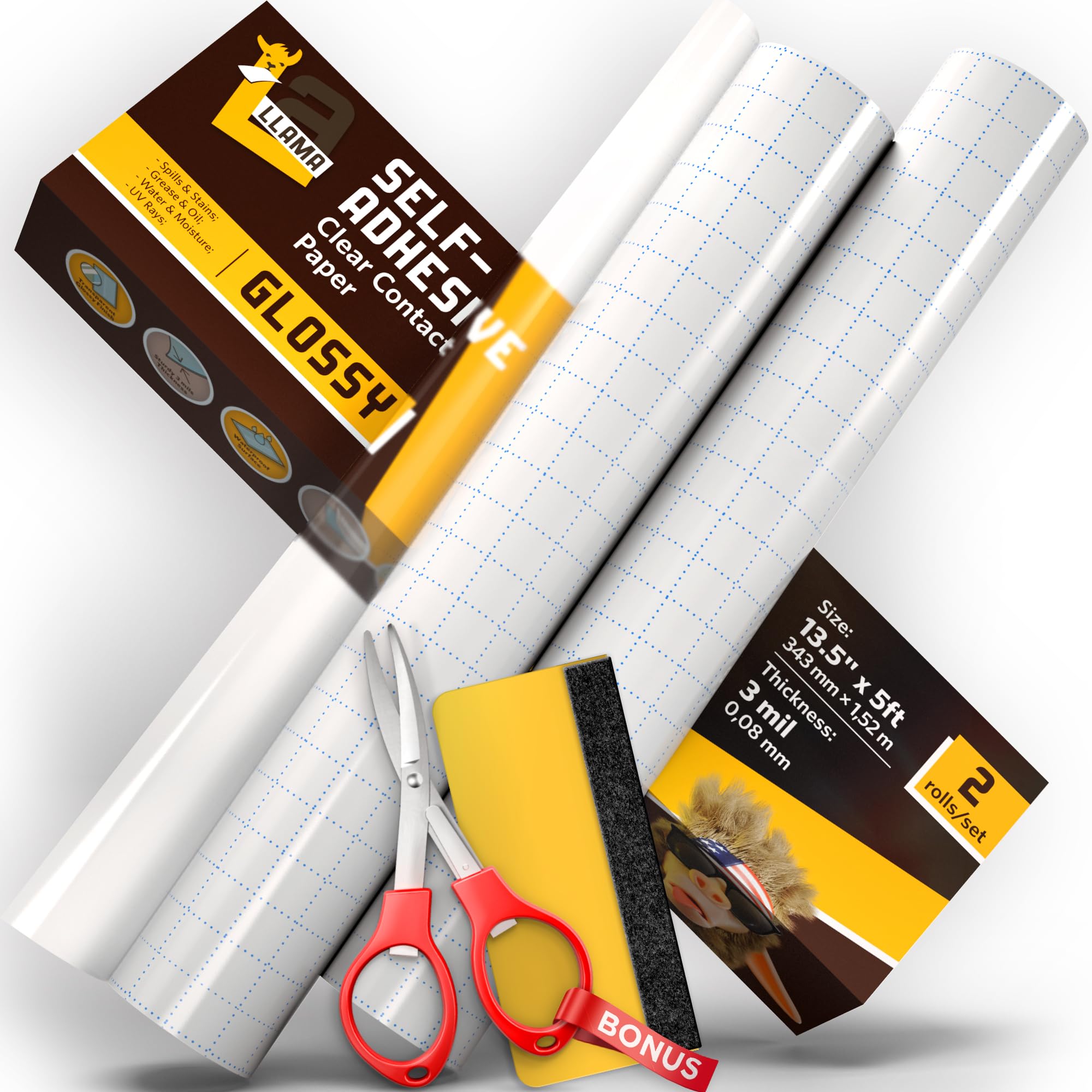 Сlear Contact Paper 13.5 x 5ft/Roll - Multipurpose 2 Pack Self Adhesive ...