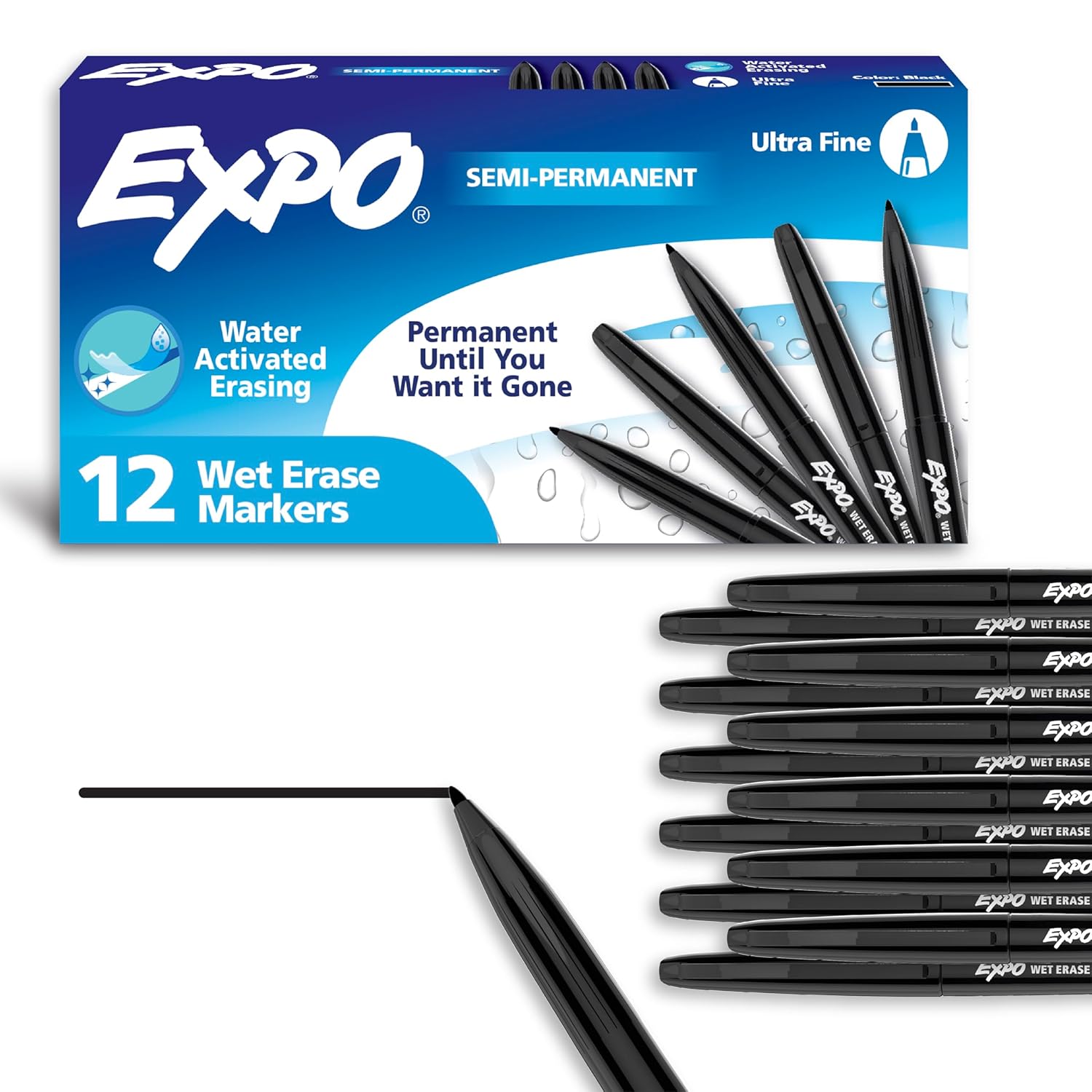 Expo Vis-A-Vis Wet-Erase Overhead Transparency Markers, Fine Point ...