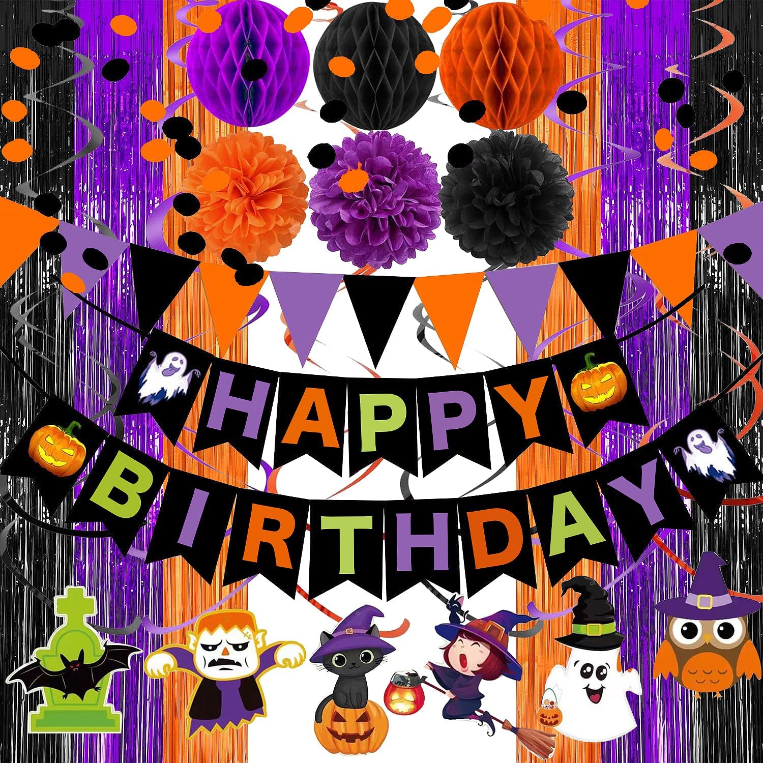 Amazon.com: Halloween theme Birthday Party Decorations,Happy Birthday ...