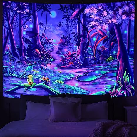 Amazon.com: Obsecolors Blacklight Fantasy Forest Tapestry Psychedelic ...
