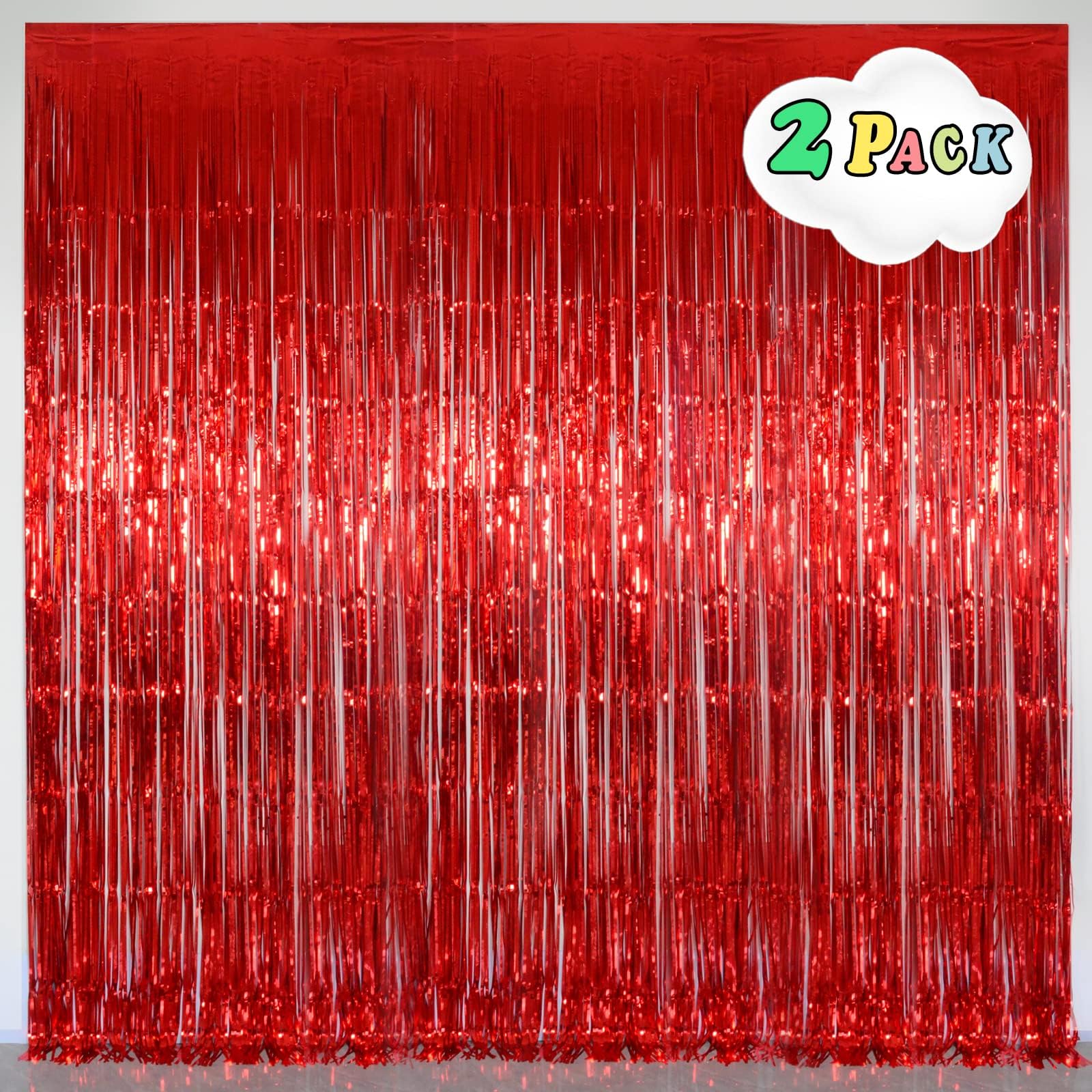 Amazon.com: Square Tinsel Curtain Party Backdrop - 2pcs Glitter Foil ...