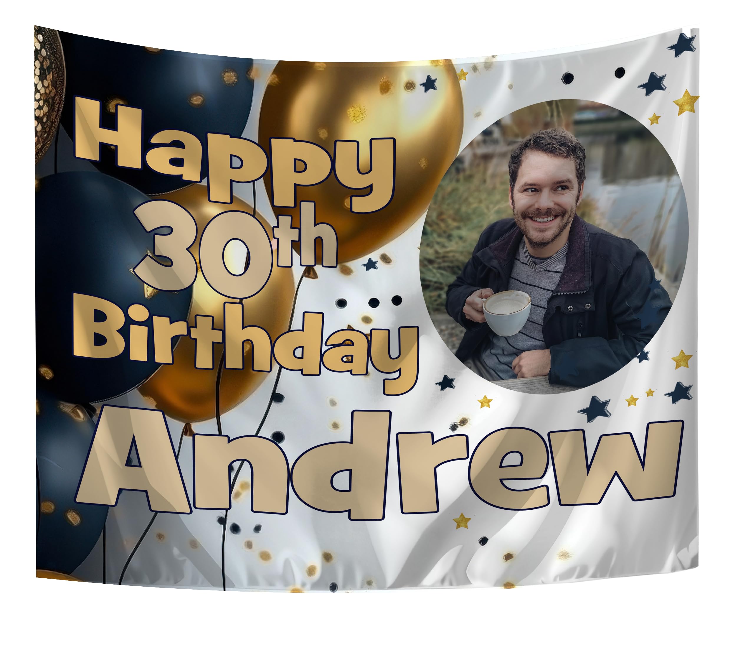 Large Personalised Birthday Backdrop with Photo Happy Birthday Banners ...