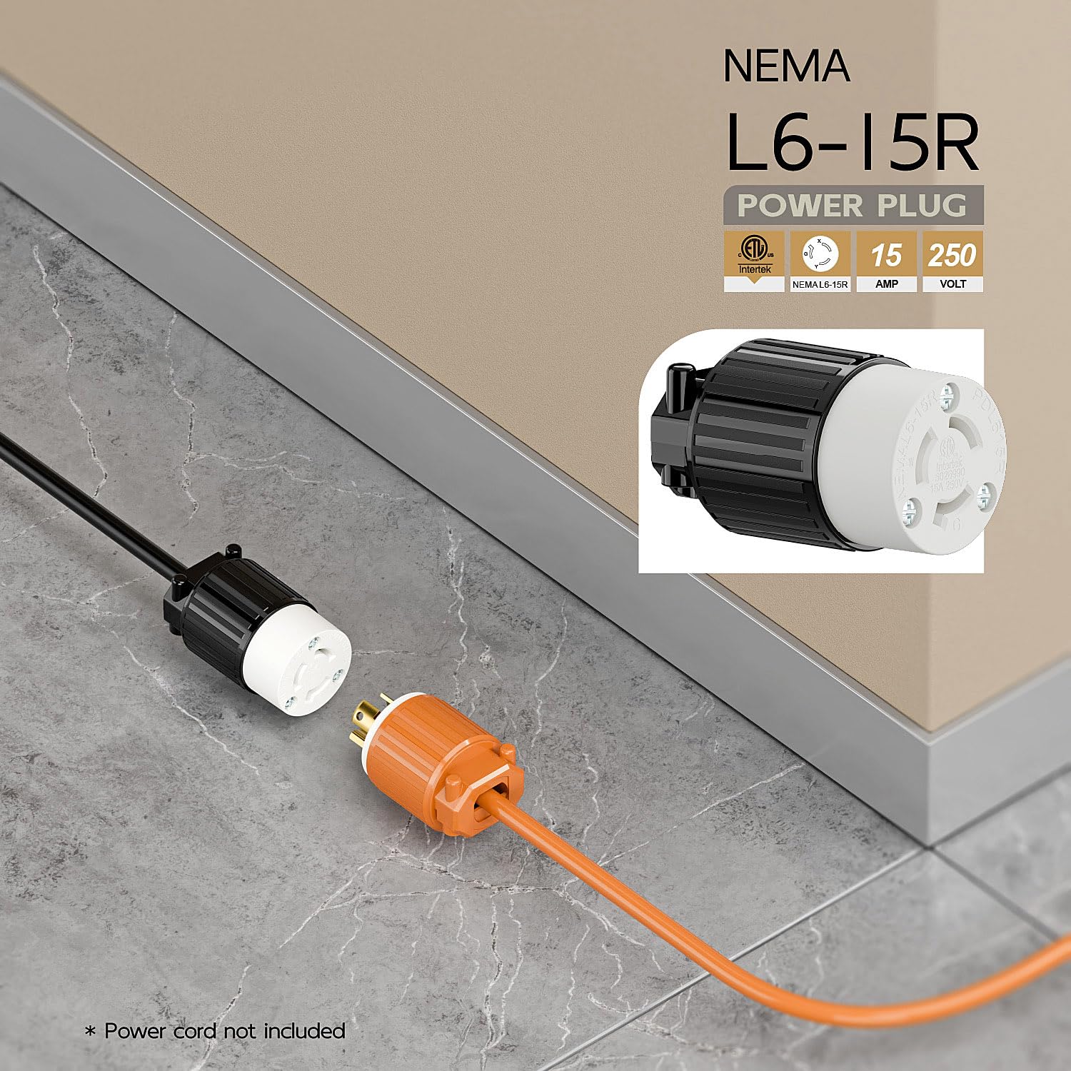 Snapklik.com : Nema L6-15R 15 A/250V 2 Pole 3 Wire Industrial Grade ...