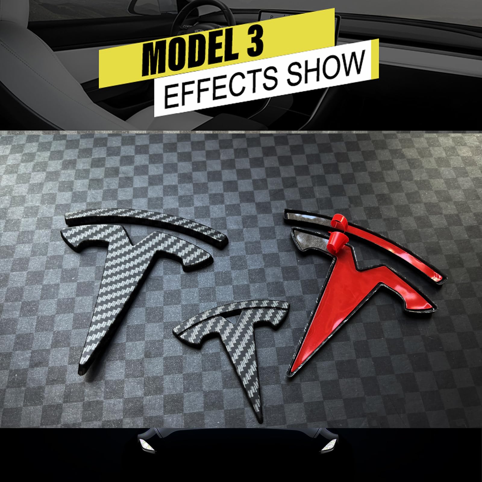 Snapklik.com : YHCDSEA For Model 3 Front Trunk/Rear Trunk Emblem Cover ...