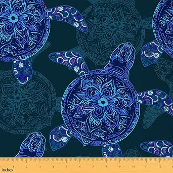 Amazon.com: Sea Turtle Fabric by The Yard, Boho Ocean Tortoise ...