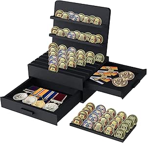 Amazon.com: Wood Challenge Coin Display Holder Holds 100 Coins for Desk ...