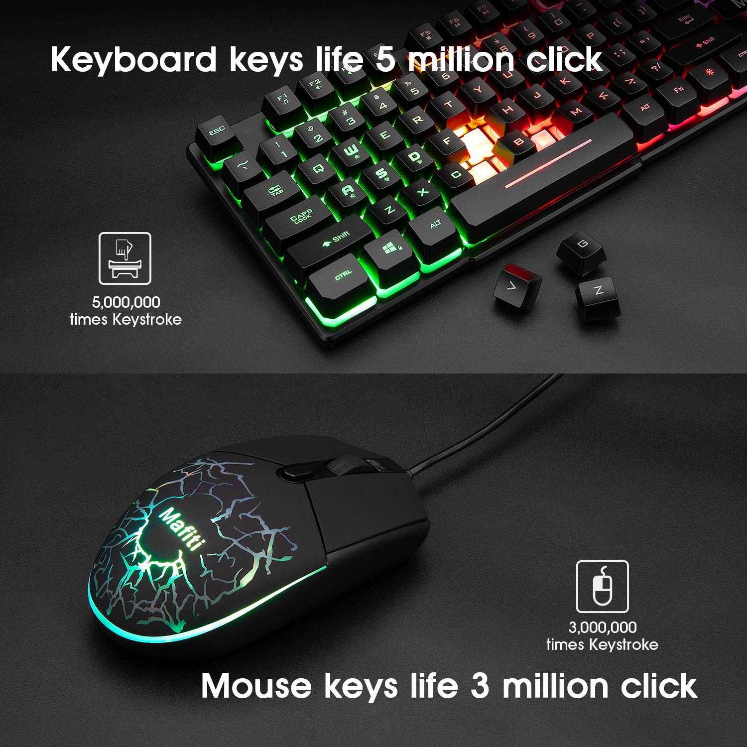 Buy mafiti RK101 Computer Keyboard Mouse Combo Wired, RGB Backlit USB ...