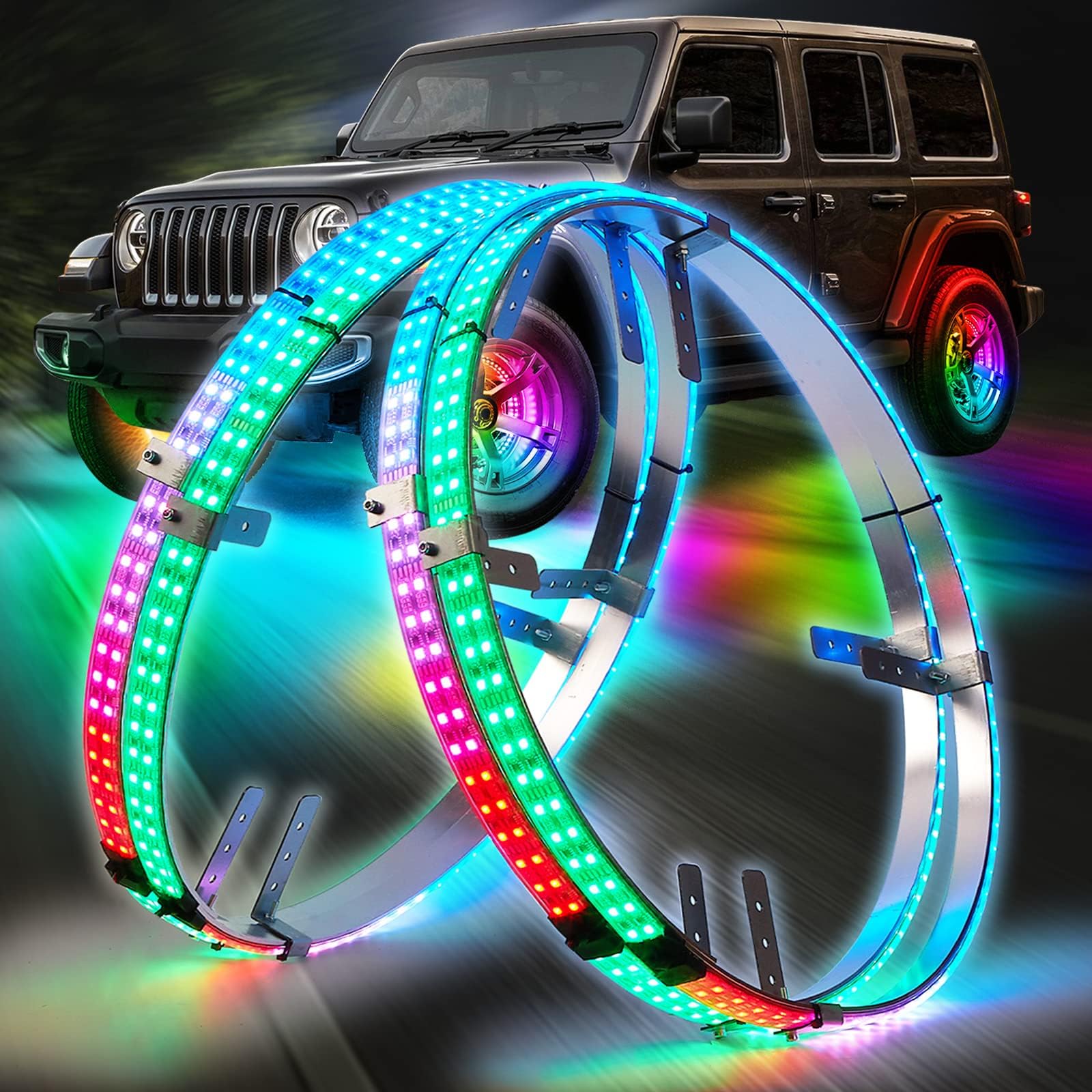 Amazon.com: 17.5" Double Row Chasing Flow LED Wheel Lights + 2PCS 4FT ...