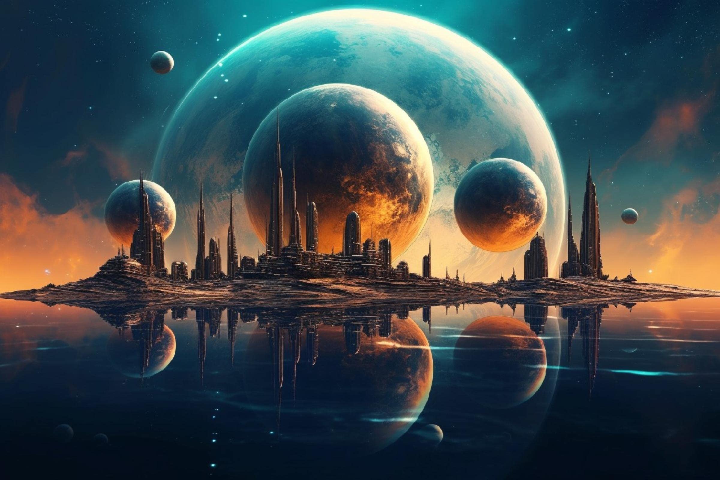 Cities And Planets Paintings