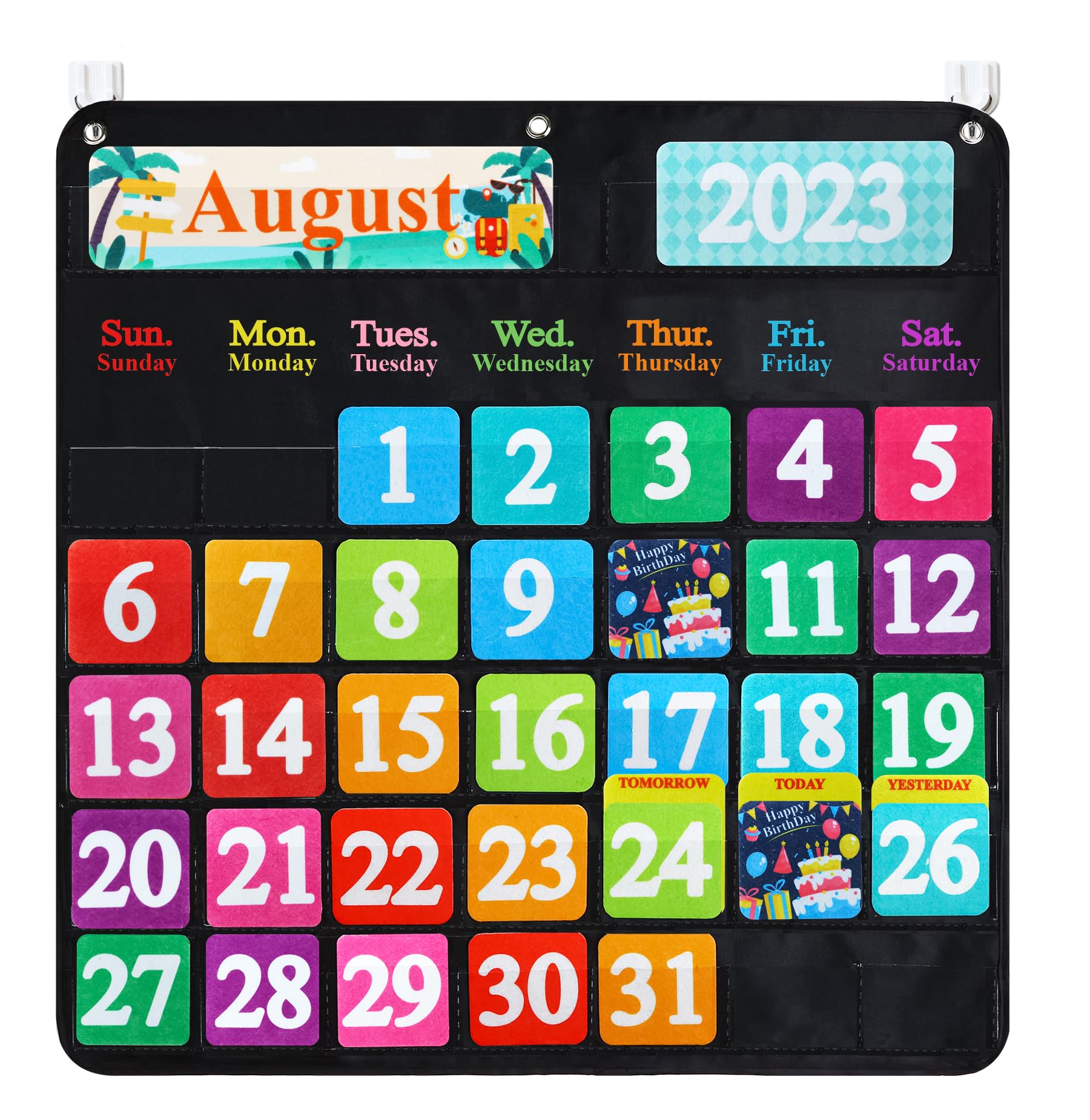 Buy Black Classroom-Monthly--Pocket-Chart for Kids with 68 Felt Cards ...